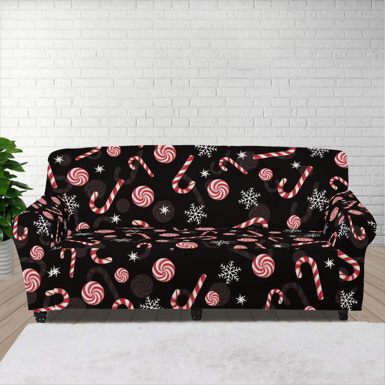 XYZCANDO Christmas Candy Cane Stretch Chair Slipcovers 4 Seater Couch ...