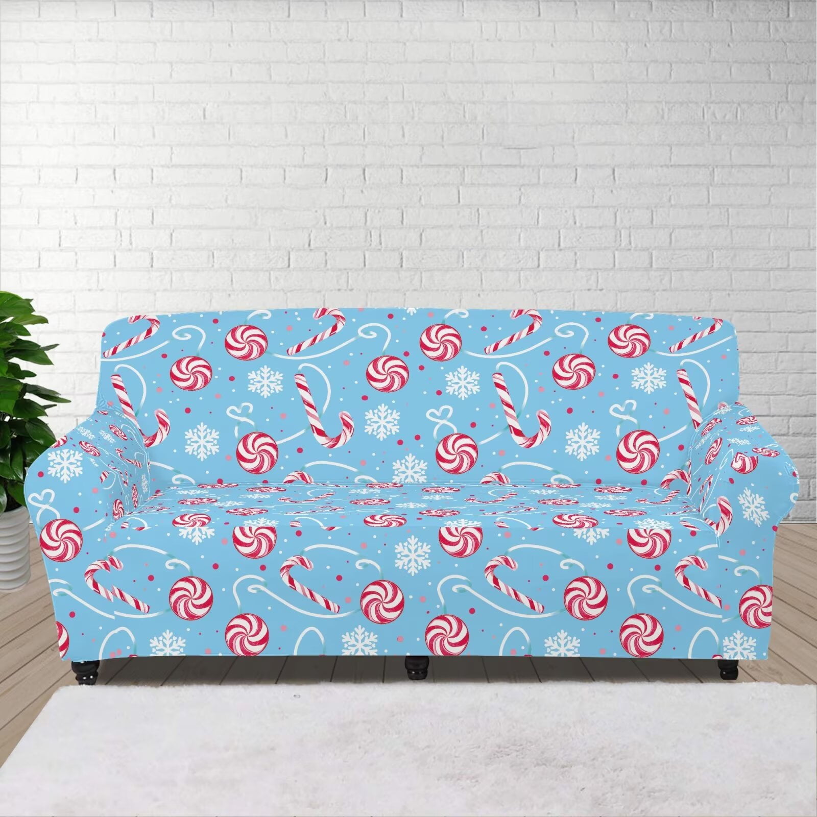 XYZCANDO Christmas Candy Stretch Armchair Sofa Slipcover for 1 Cushion ...