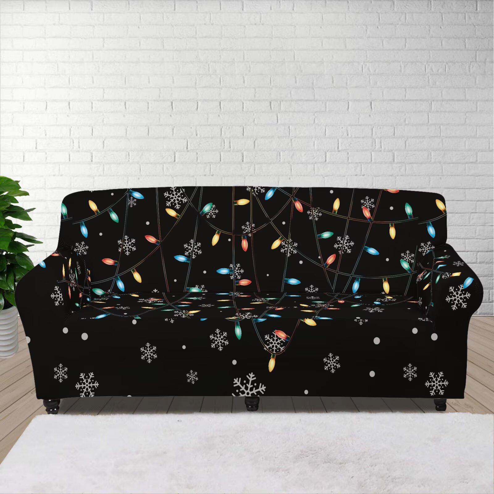 XYZCANDO Christmas Lights Couch Sofa Covers 1-Piece Stretch Armchair ...