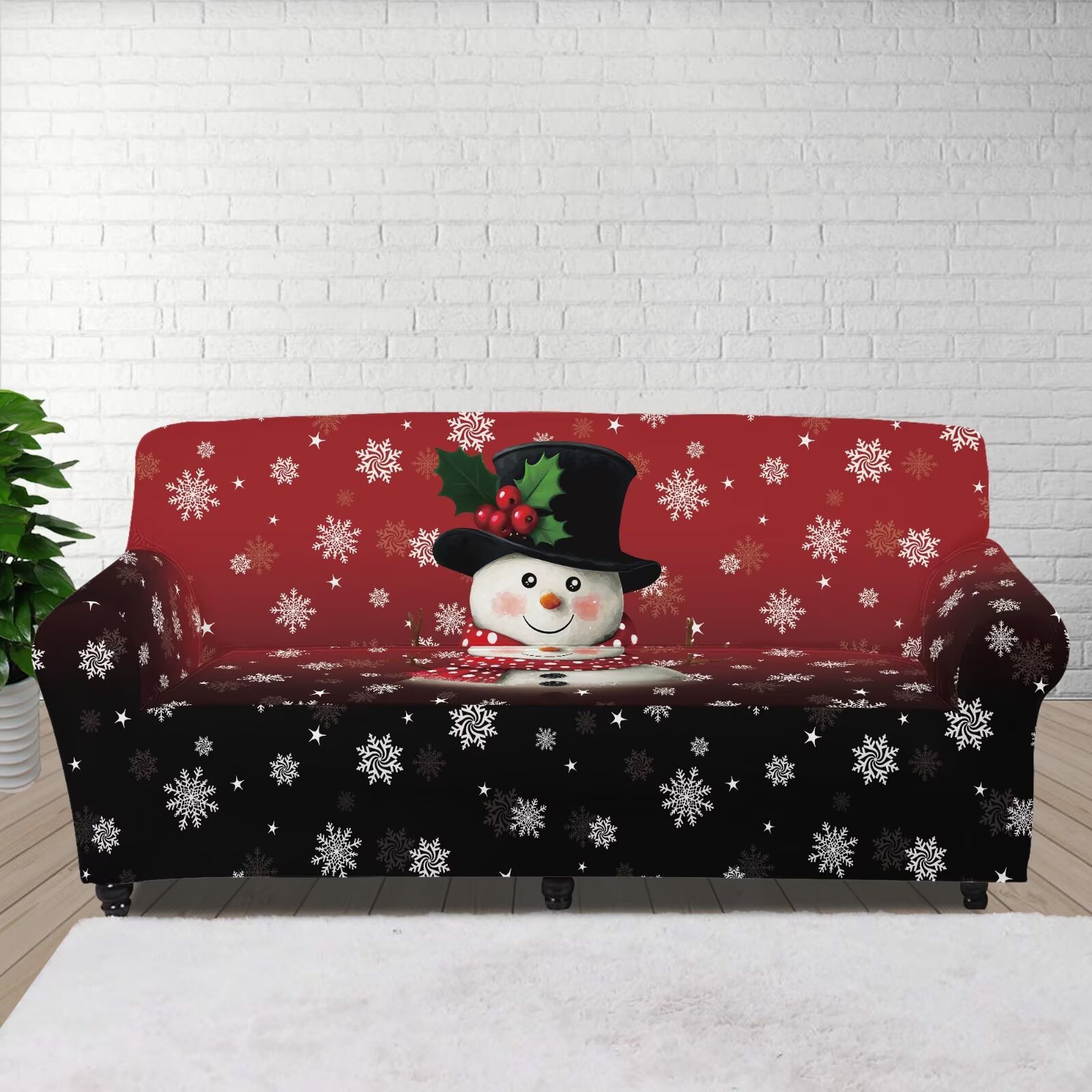 XYZCANDO Christmas Snowman Stretch Sofa Slipcover 1 Piece Beach ...