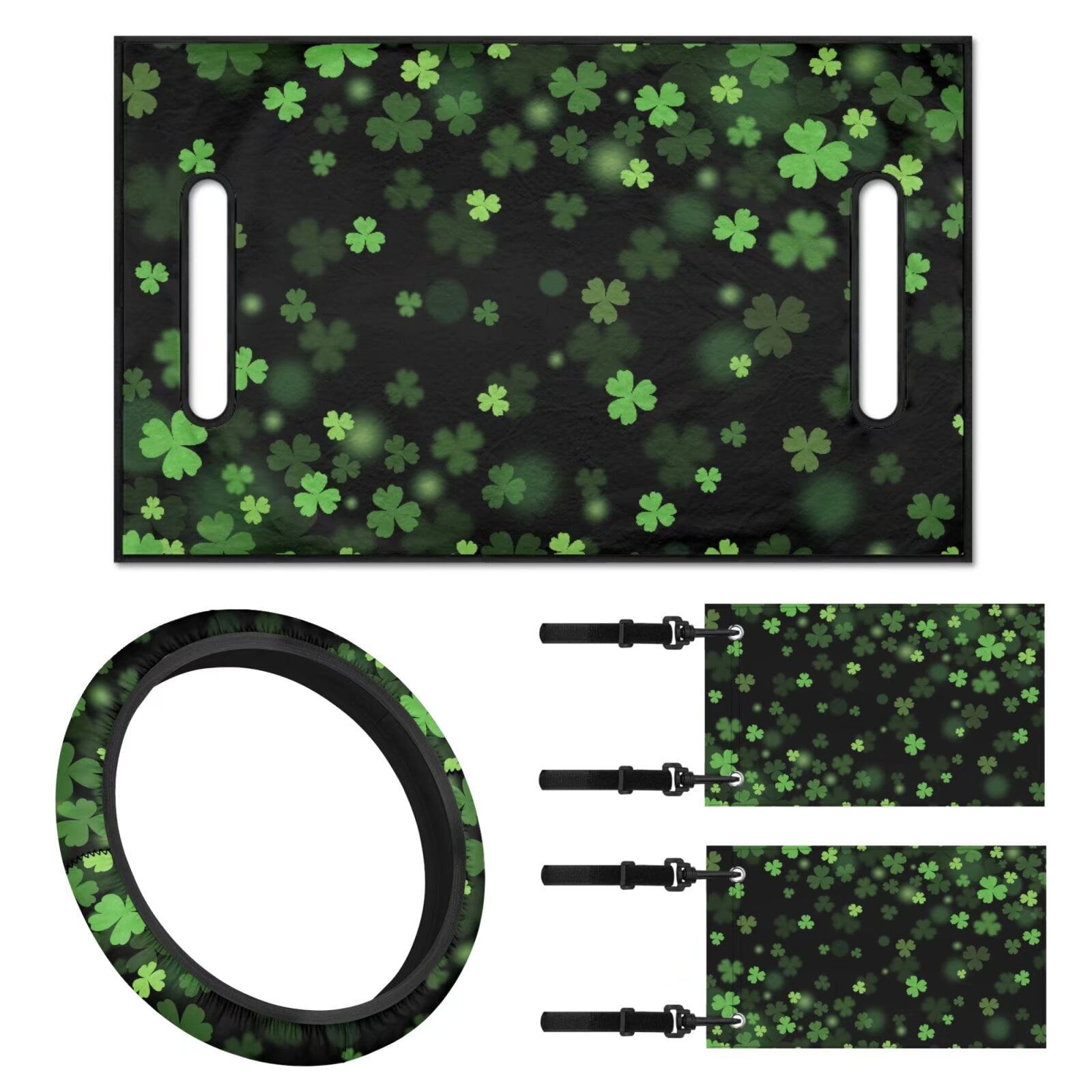 XYZCANDO Clover 4 Piece Golf Cart Seat Covers Golf Cart Steering Wheel ...
