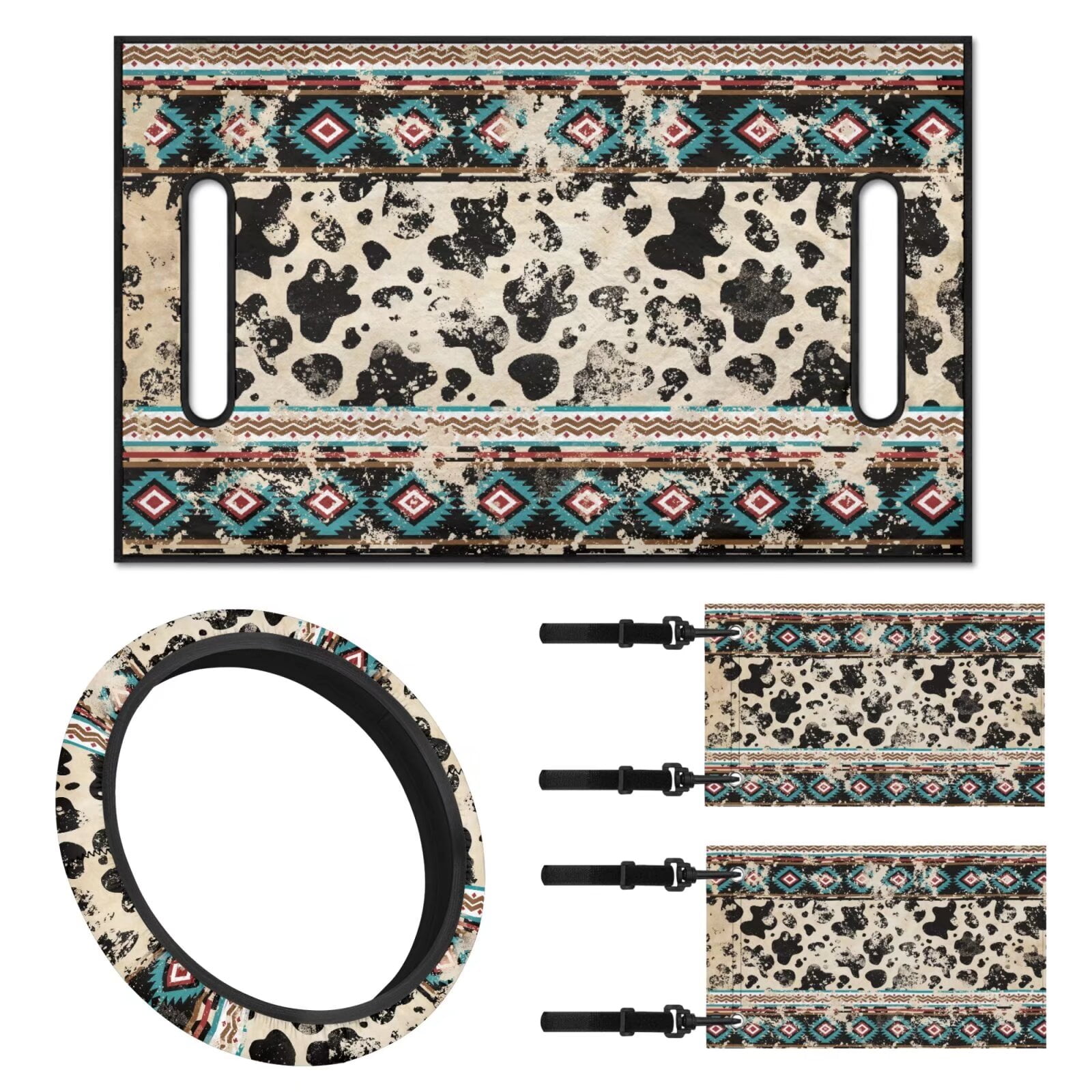 XYZCANDO Cow Print 4 PCS Golf Cart Seat Covers Navajo Golf Cart ...