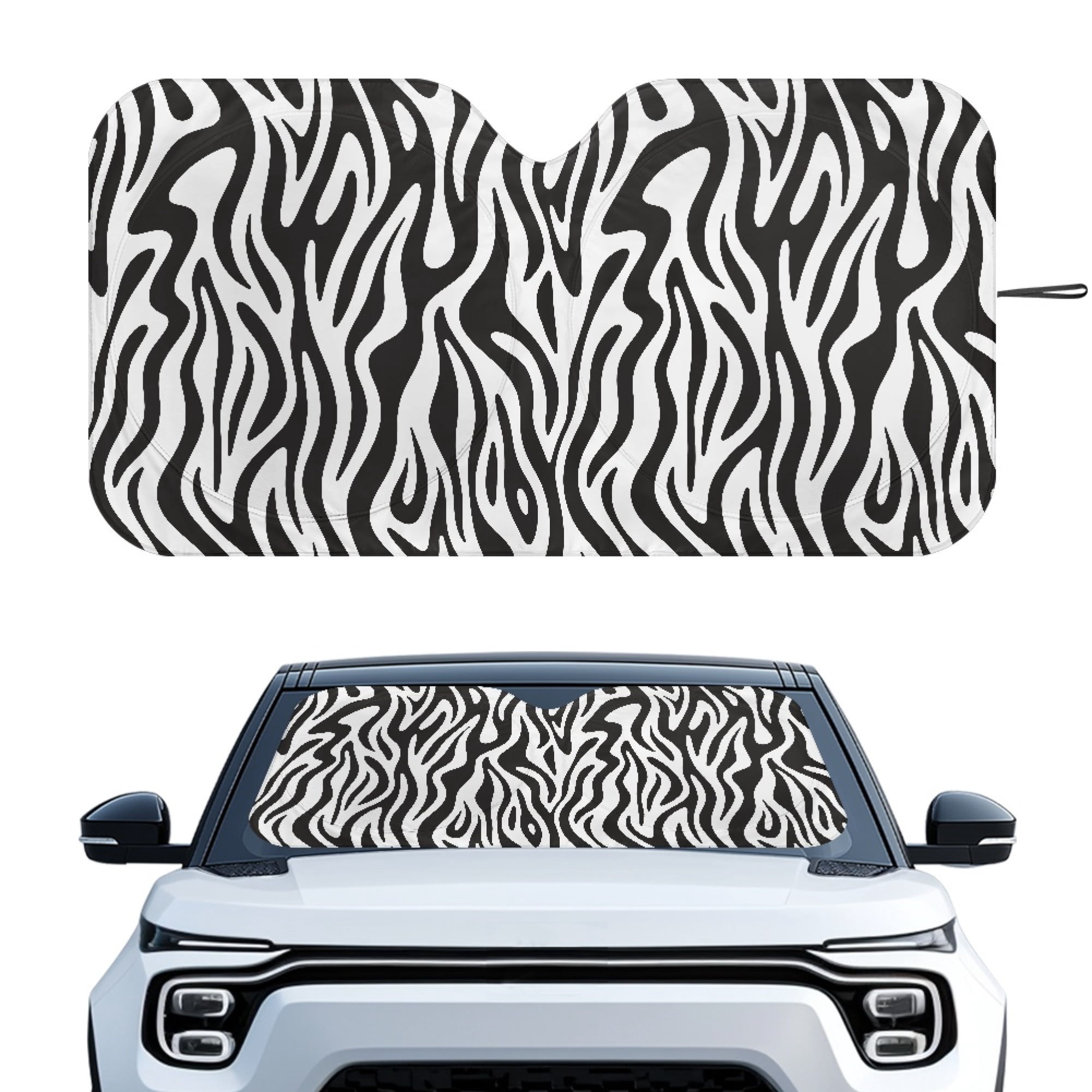 XYZCANDO Foldable Sunshade with Zebra Print Pattern, Windshield Sun ...