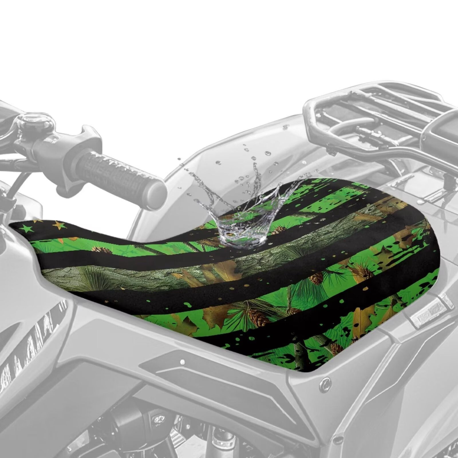 XYZCANDO Green Camo ATV Waterproof Seat Cover Comfort Flag Removable ...