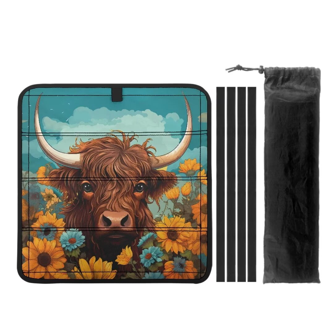 XYZCANDO Highland Cow RV Skylight Cover Sunflower Camper Window Cover ...