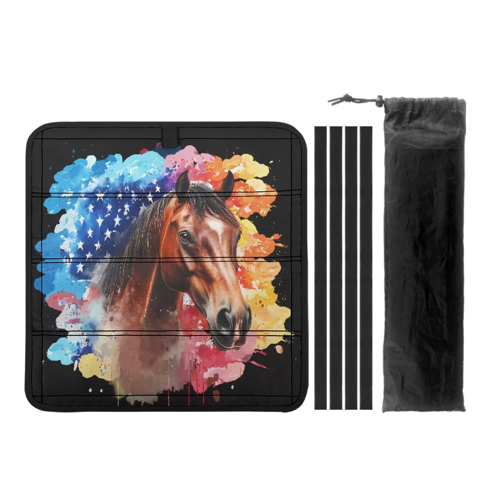 XYZCANDO Horse USA Flag RV Window Cover Foldable RV Sunroof Shade Cover ...