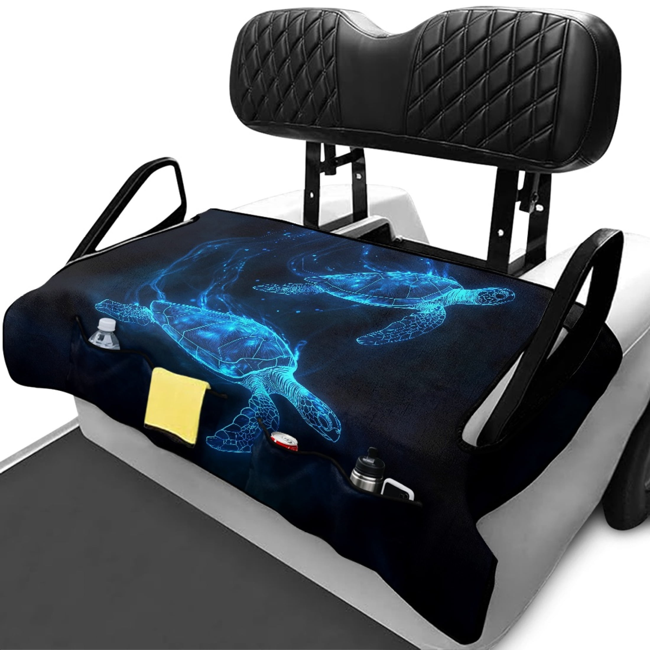 XYZCANDO Neon Sea Turtle Golf Cart Seat Cover with 4 Front Pockets ...