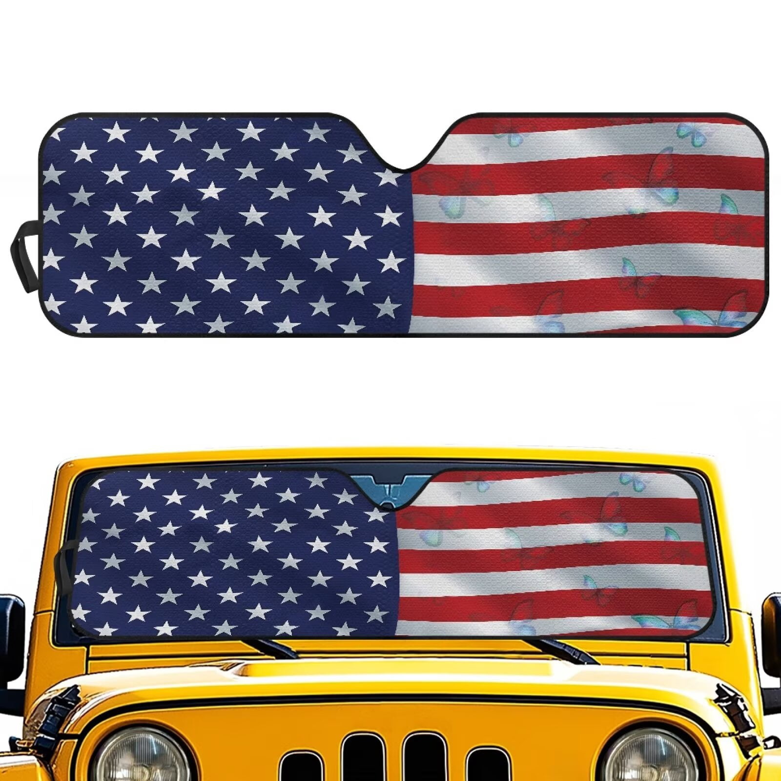 XYZCANDO US Flag Windshield Sun Shade for Jeep Wrangler JL JLU 2018 ...