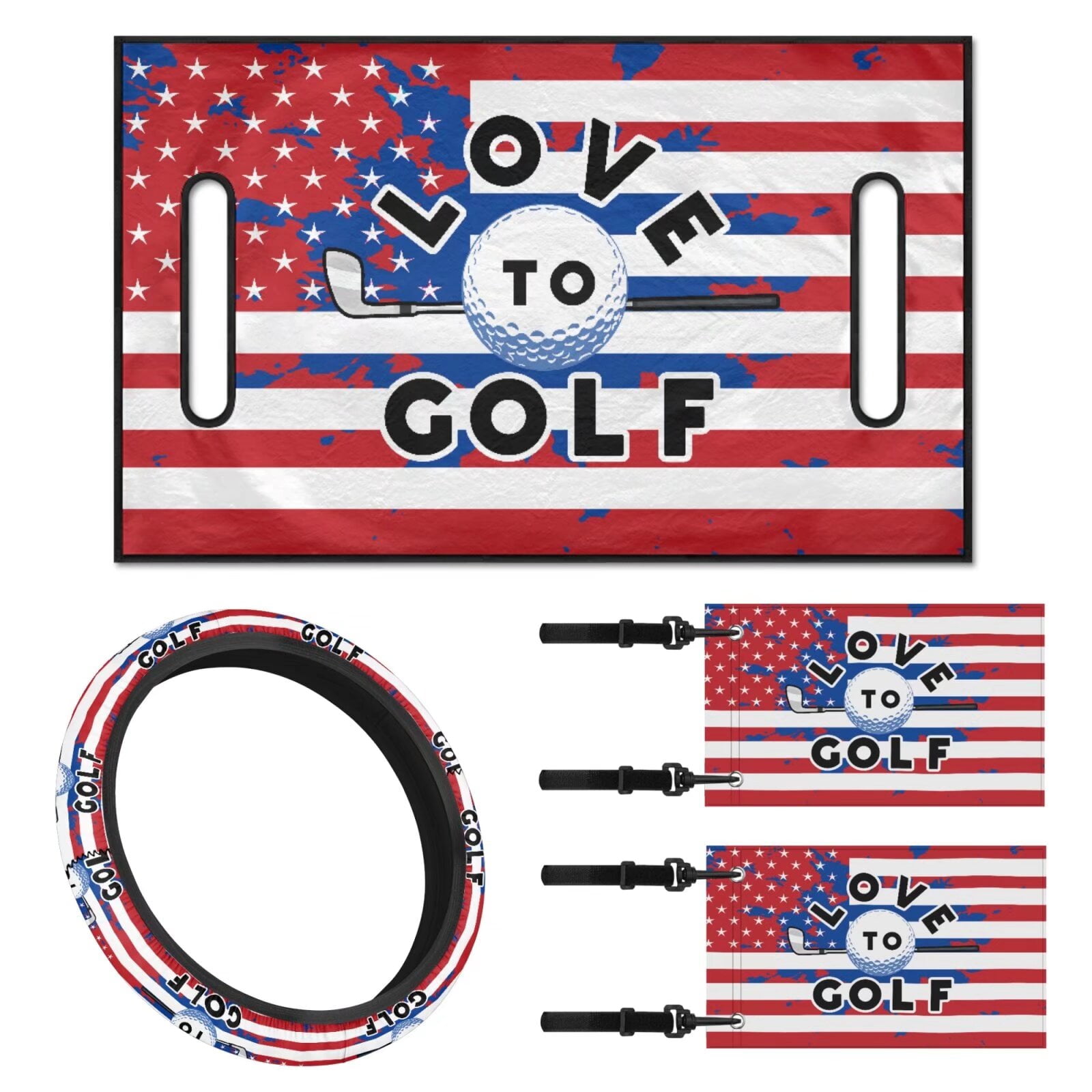 XYZCANDO USA Flag 4PCS Golf Cart Seat Covers Golf Print Golf Cart ...