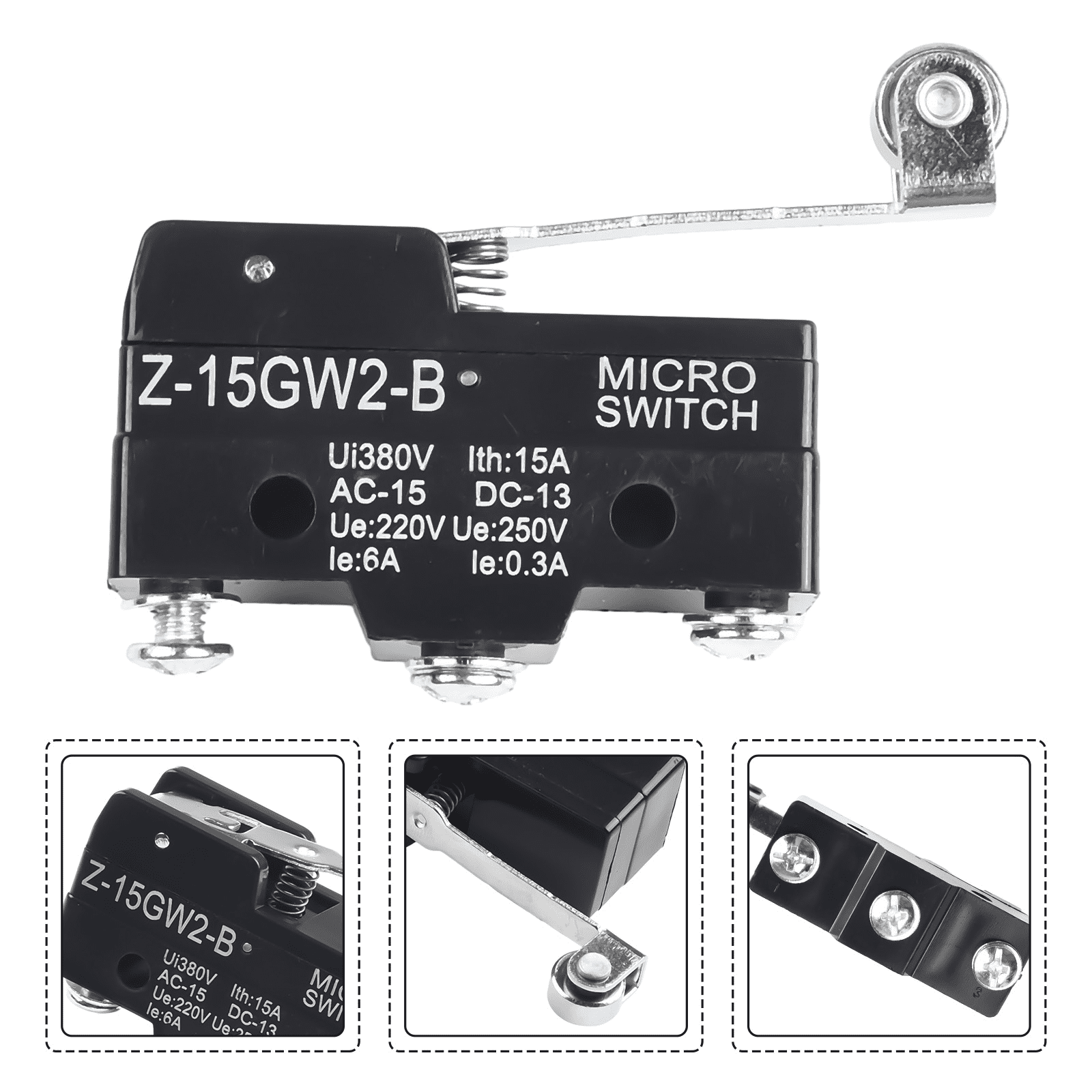 XZ-15GW2-B SPDT NO+NC Hinge Roller Lever Microswitch Action Switch with ...