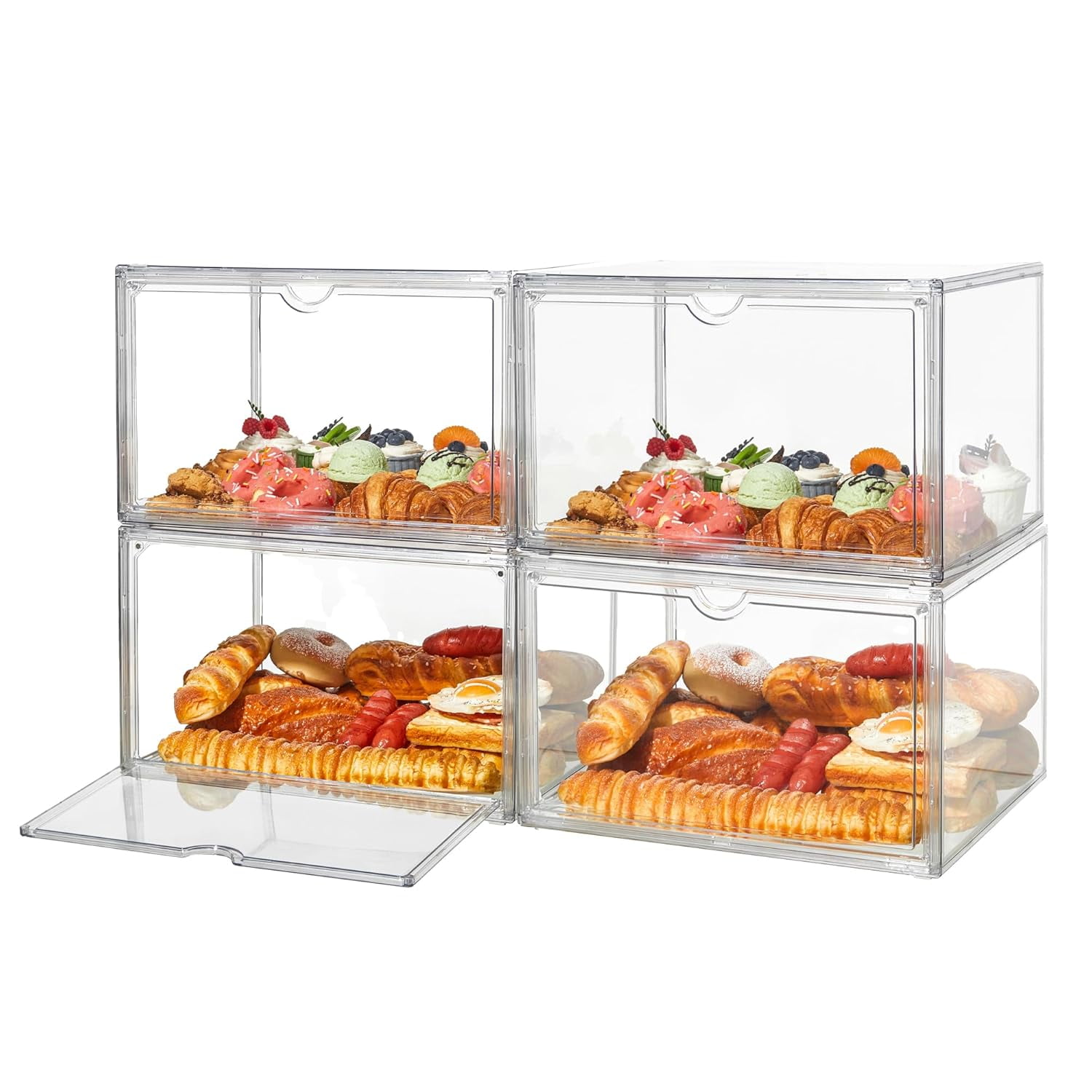 XZ 4-Pack Large Bread Storage Containers – Stackable Bread Keepers for ...