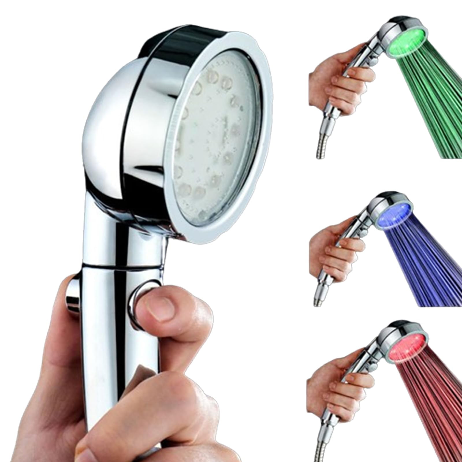 XZAMB 3 Colors LED Hand Shower Handheld High PressureChrome Round ABS ...