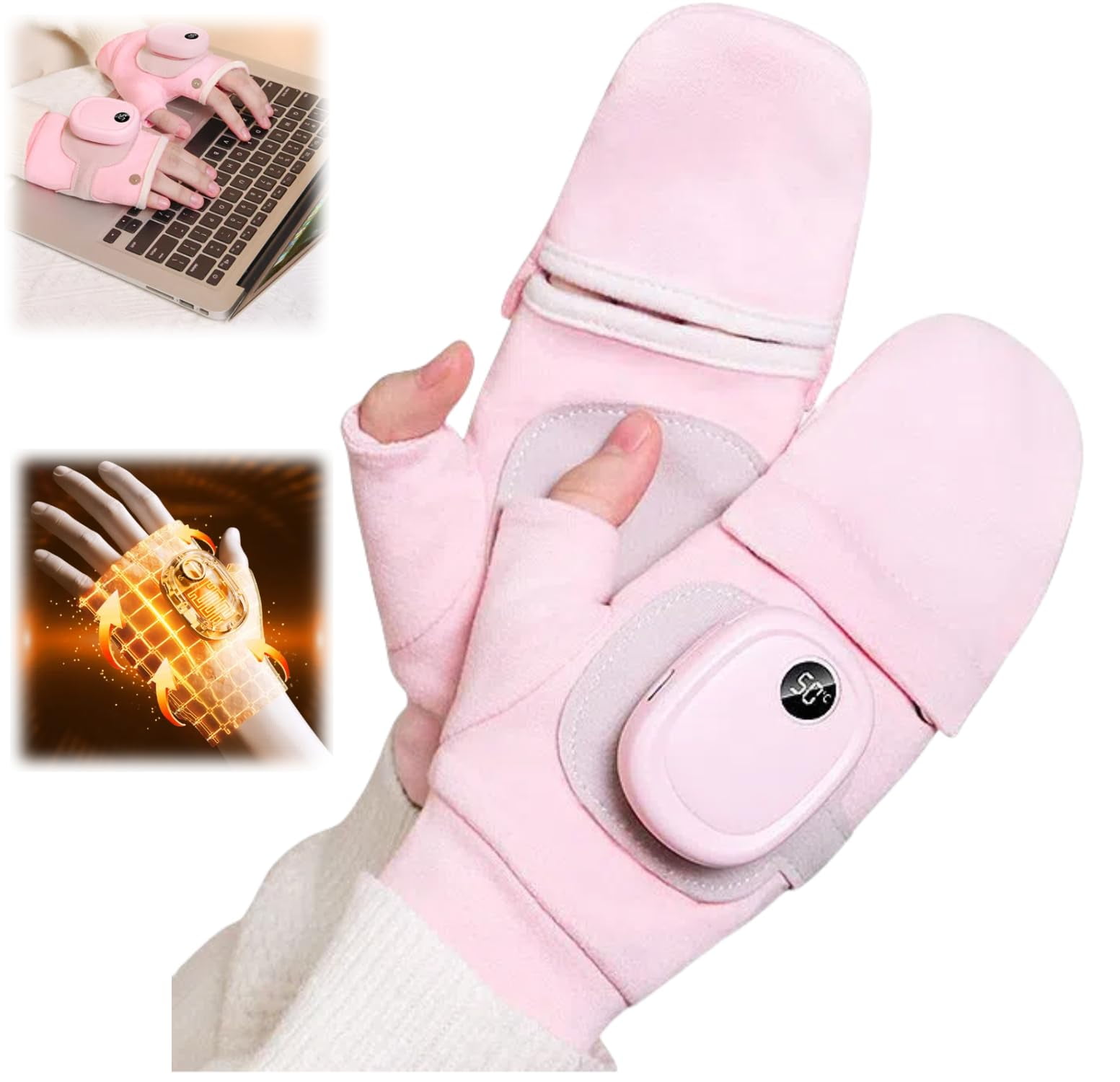 XZAMB AI Heated Gloves for Women Rechargeable, 2025 Upgraded Large ...