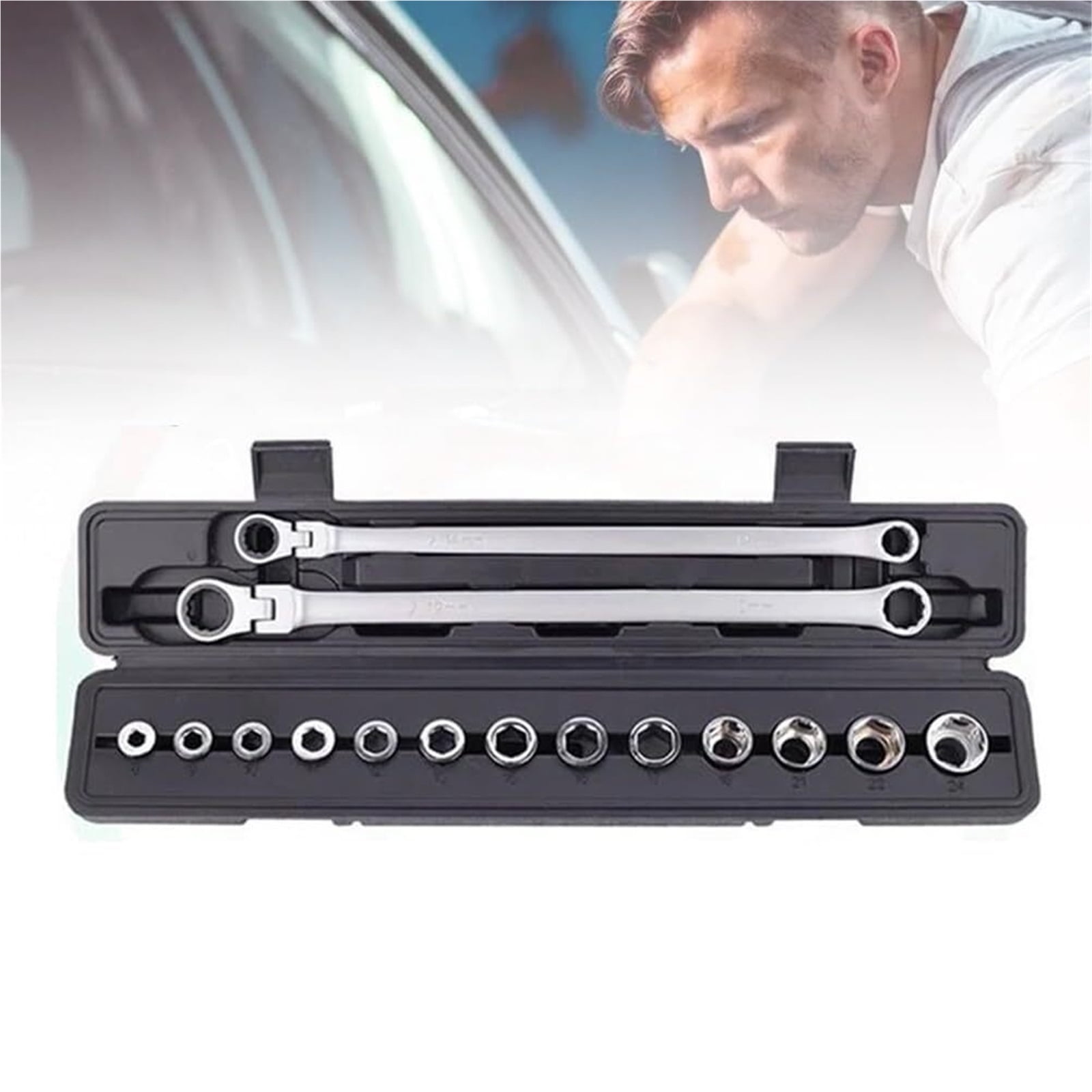 XZAMB Adjustable Ratchet Wrench Kit, Portable Flex Head Ratcheting ...