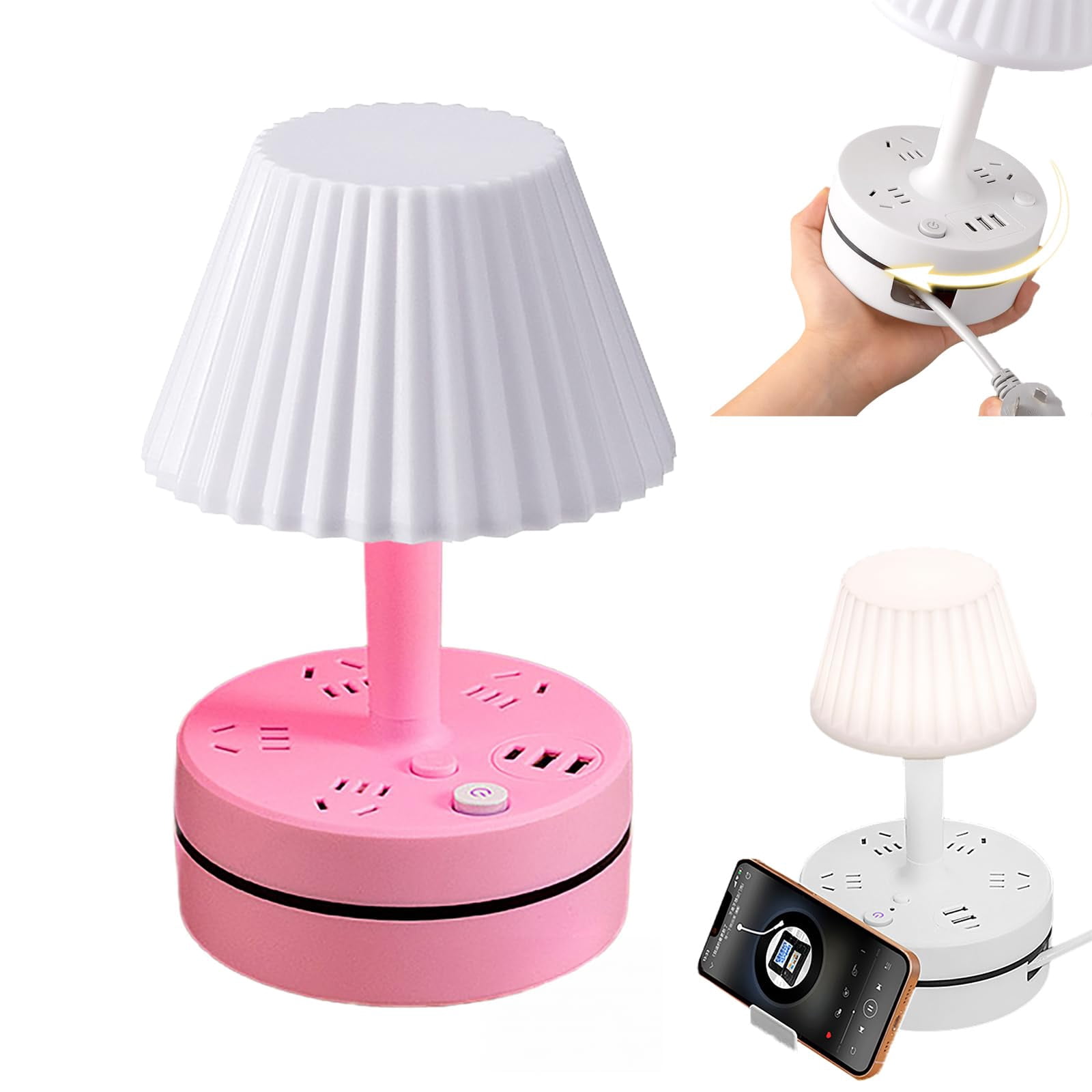 XZAMB Bedside Lamps with Ac Outlets and USB Ports, Table Lamp Bedside ...