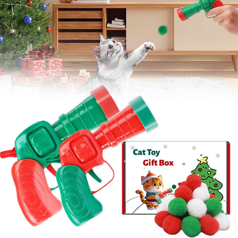 XZAMB Cat Toy Ball Launcher Gun, 2024 New Cat Fetch Toy Gun Shooter ...