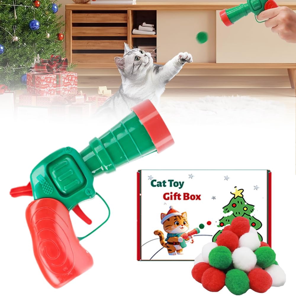 XZAMB Cat Toy Ball Launcher Gun, 2024 New Cat Fetch Toy Gun Shooter ...