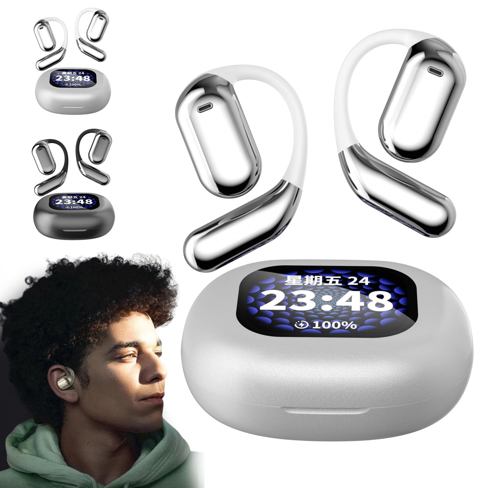 XZAMB Intelligent Touch Screen Open Bluetooth Earphones, True Wireless ...
