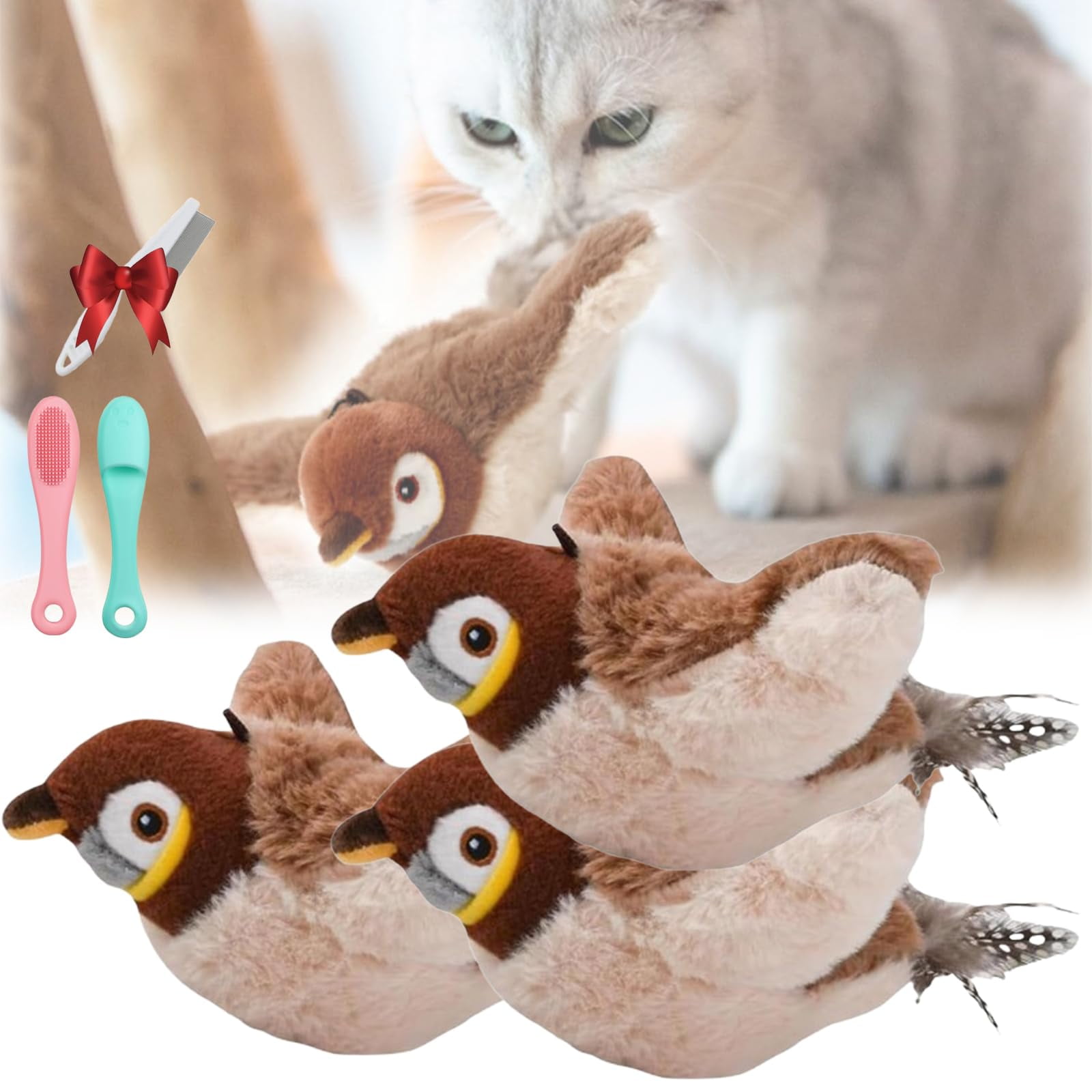 XZAMB Interactive Chirping Bird Cat Toy, Flying Interactive Flapping ...