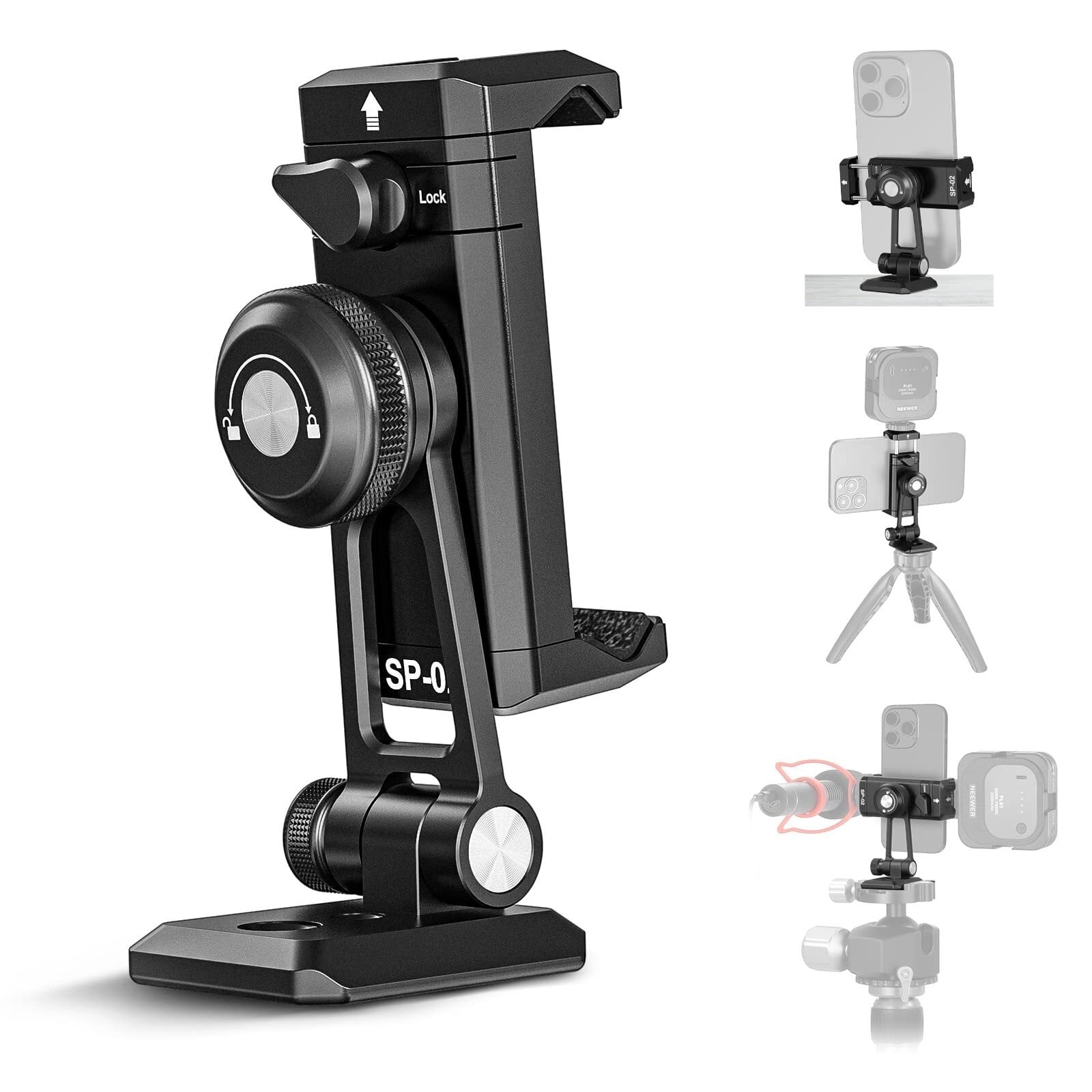 XZAMB Metal Phone Tripod Mount Adapter with Arca QR Base, Cold Shoe ...