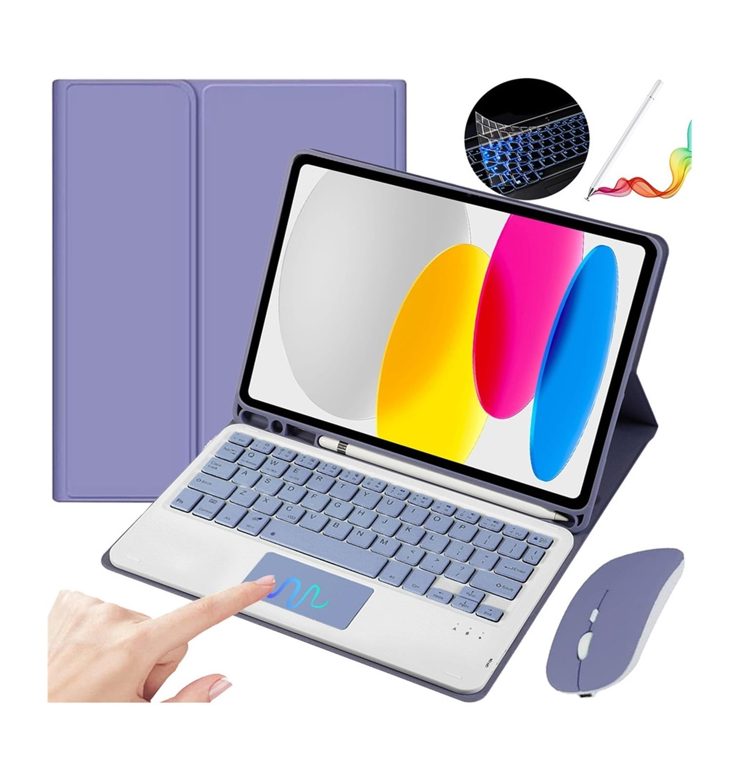 XZAMB Stylish Purple Case with Keyboard, Mouse & Stylus compatible with ...