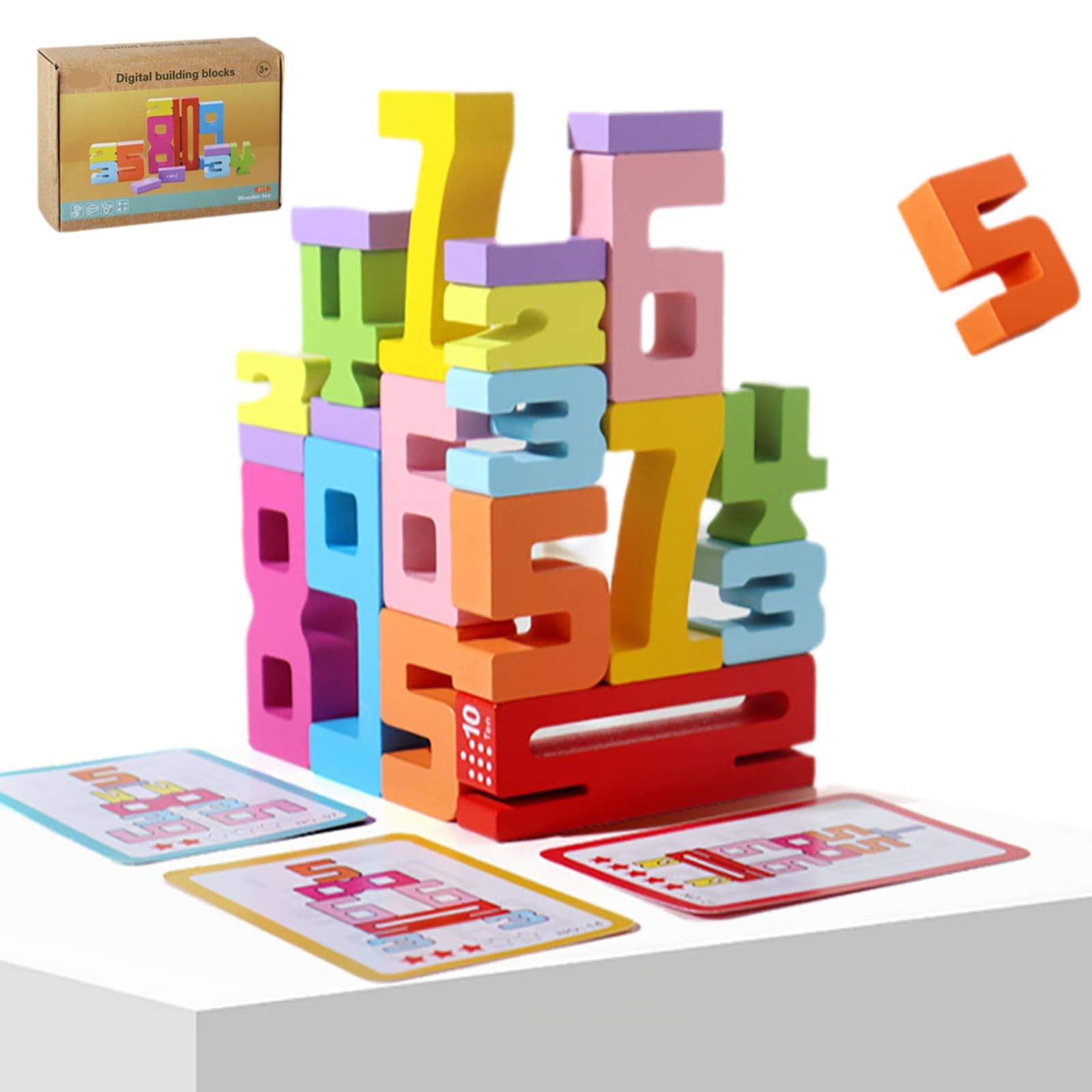 XZAMB Wooden Number Building Blocks for 3+ Years Old Kids, Sensory ...