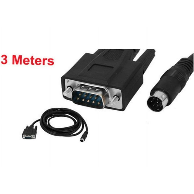 XZC Mini Din Male Connector PLC Programming Adapter Cable 3 Meters 10Ft Length (RS232 DB9 to 8P ...