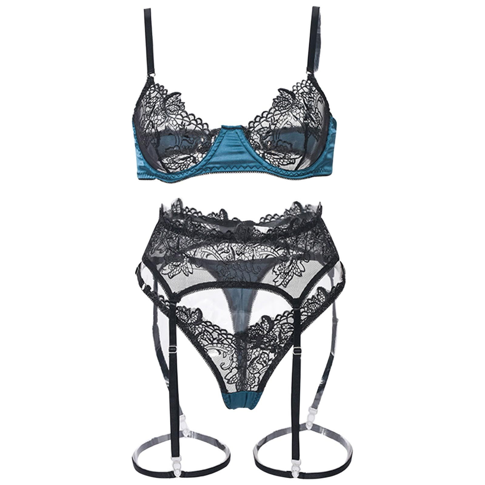 Xzhgs Black Lingerie Set Lingerie Gathering Embroidery Color Collision