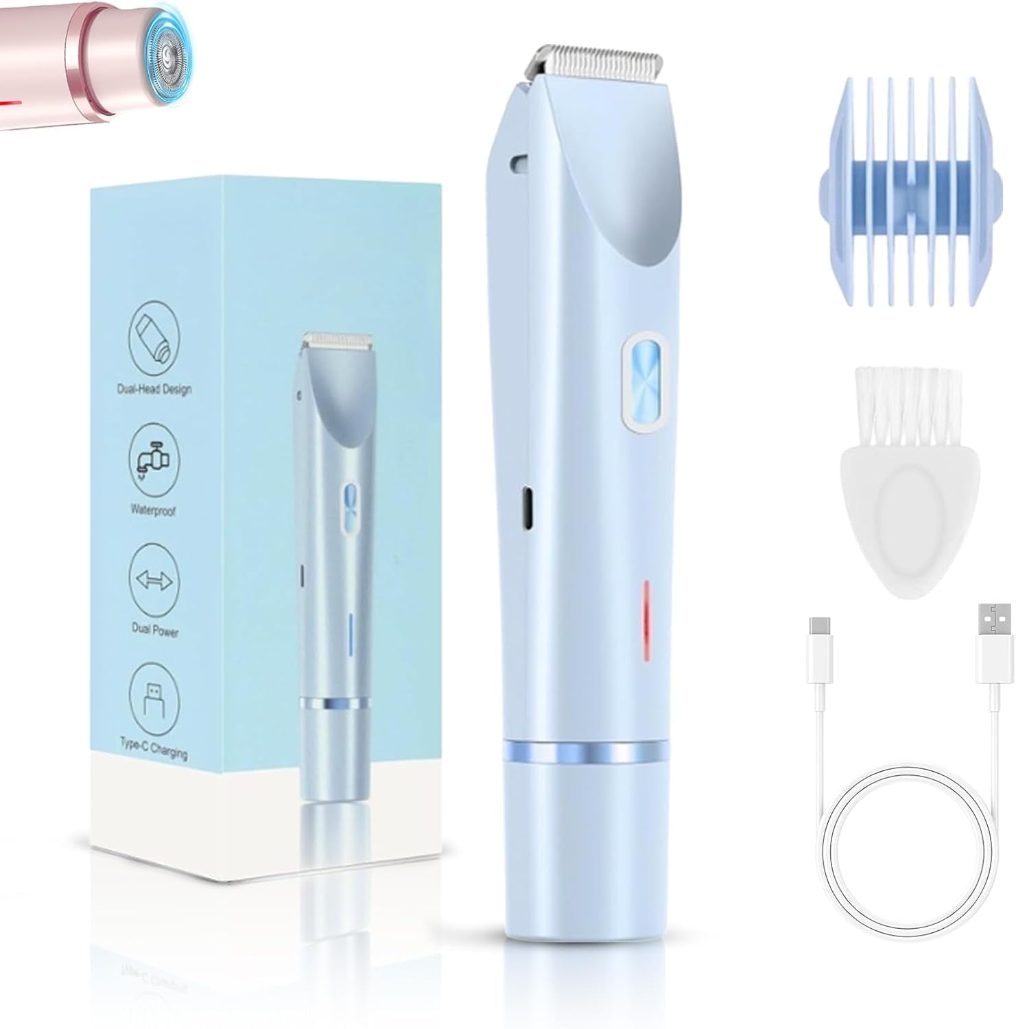 XZJ Bikini Shaver, 2in1 Electric Bikini Trimmer, Ipx7 Waterproof Wet ...