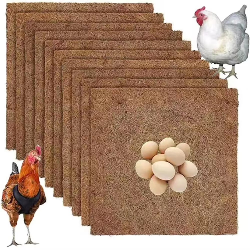 XZKING 10 Pieces Natural Coconut Fiber Chickens Nesting Pads, Reusable ...