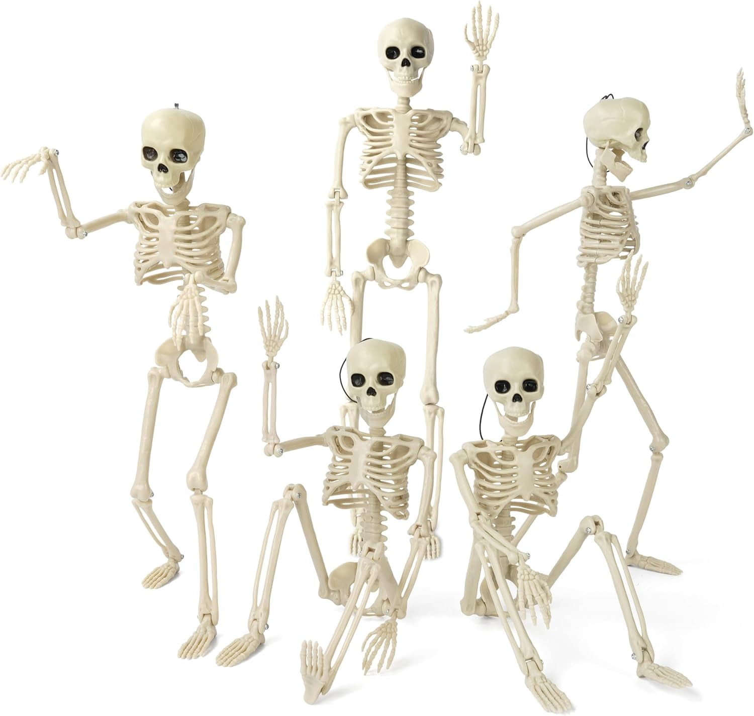 XZKING 5 Pack Halloween Skeleton Decorations, 16" Full Body Plastic ...