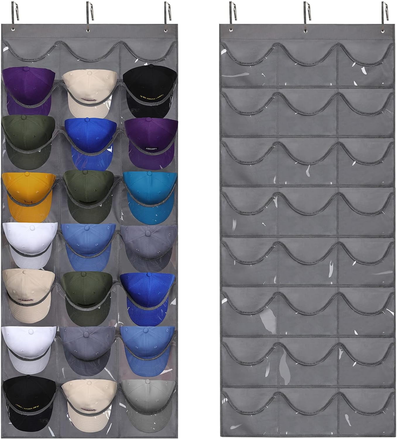 XZKING Baseball Hat Rack, 24 Pocket Over-The-Door Cap Organizer with ...