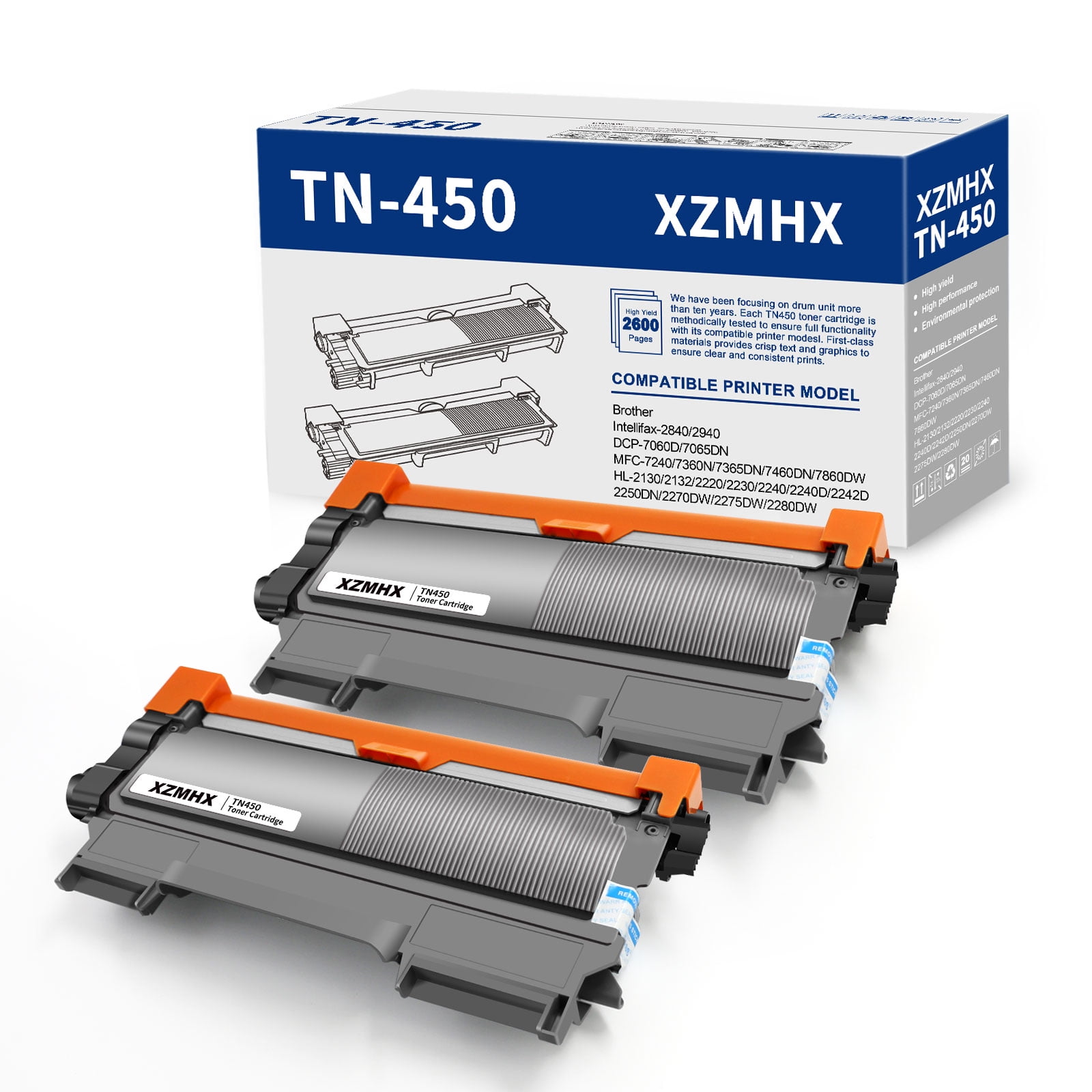 XZMHX 2 Pack Toner Cartridge Replacement for Brother TN450 TN 450 TN420 ...
