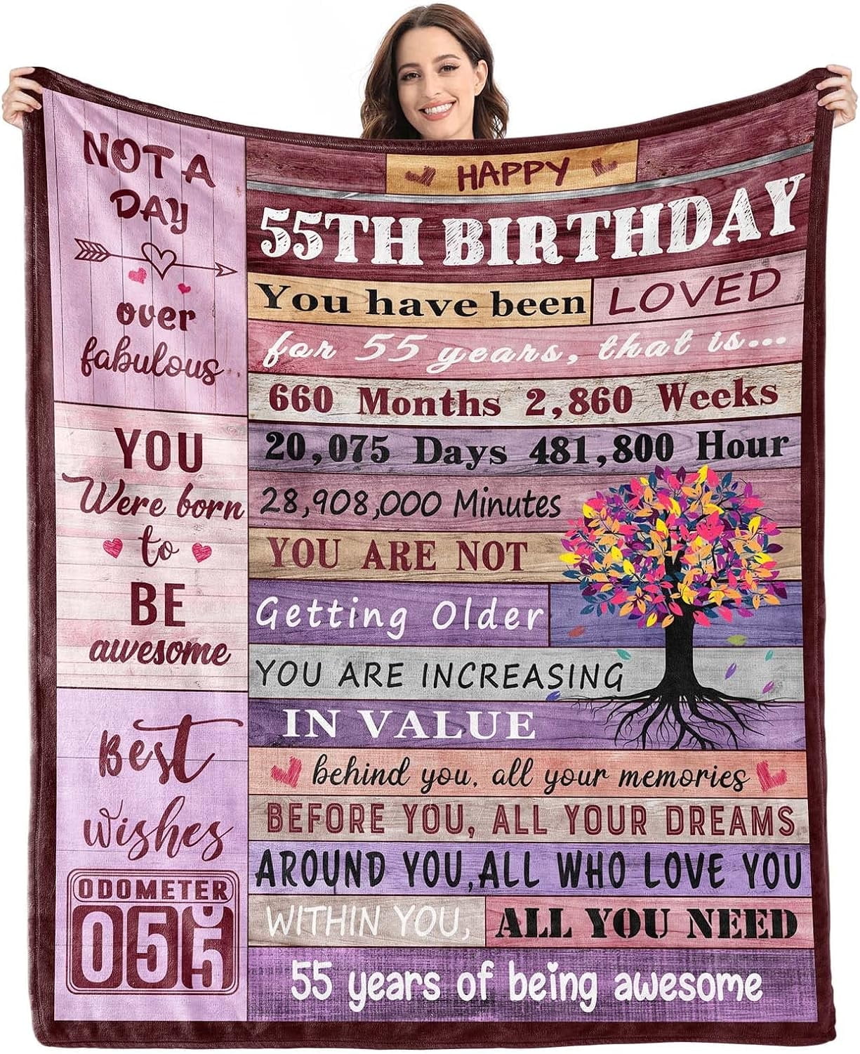 XZYG 55th Birthday Gift for Women Blanket 55th Birthday Decorations for ...