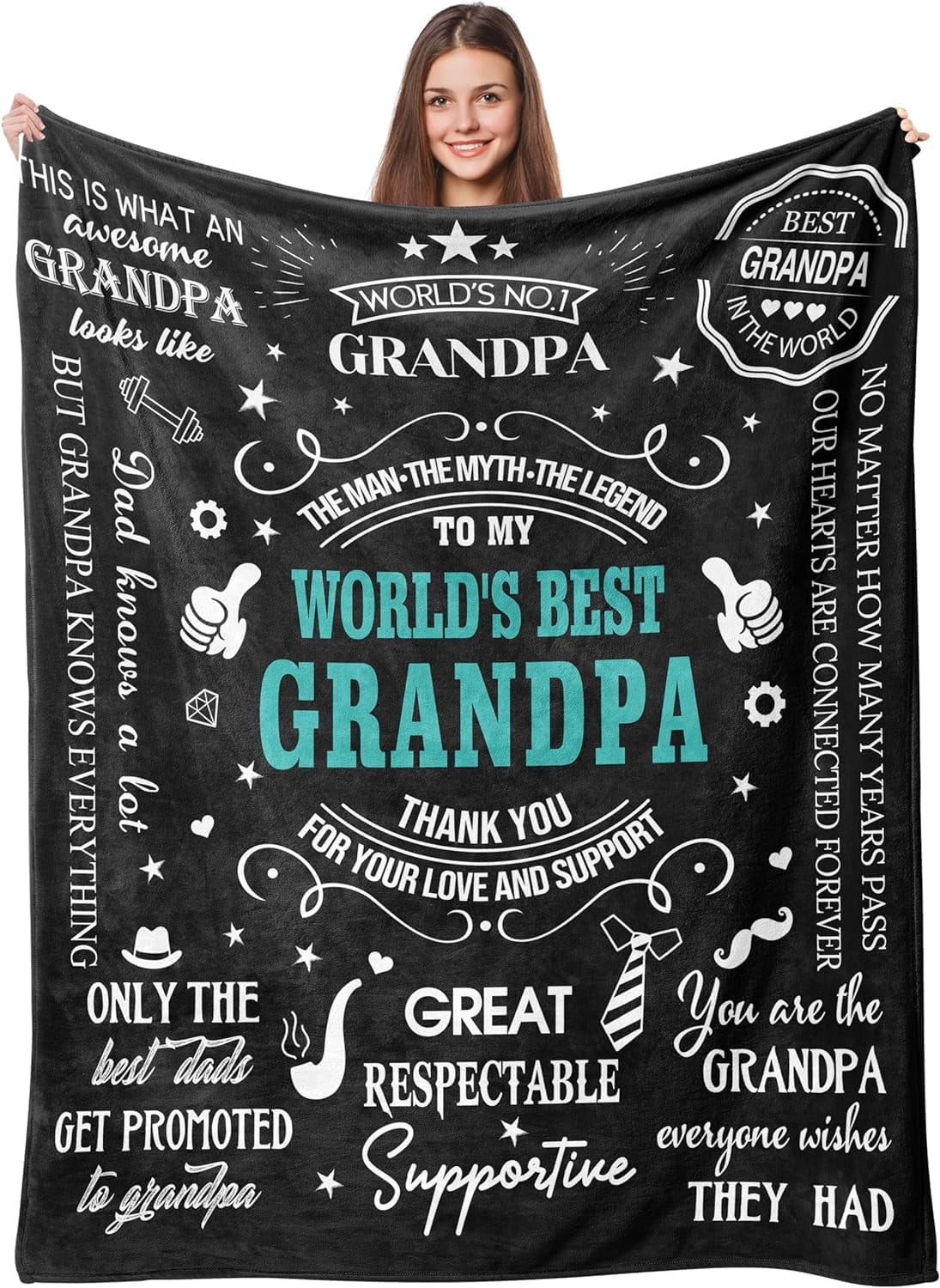 XZYG Fathers Day Grandpa Gifts Throw Blanket Gifts for Grandpa Grandpa ...