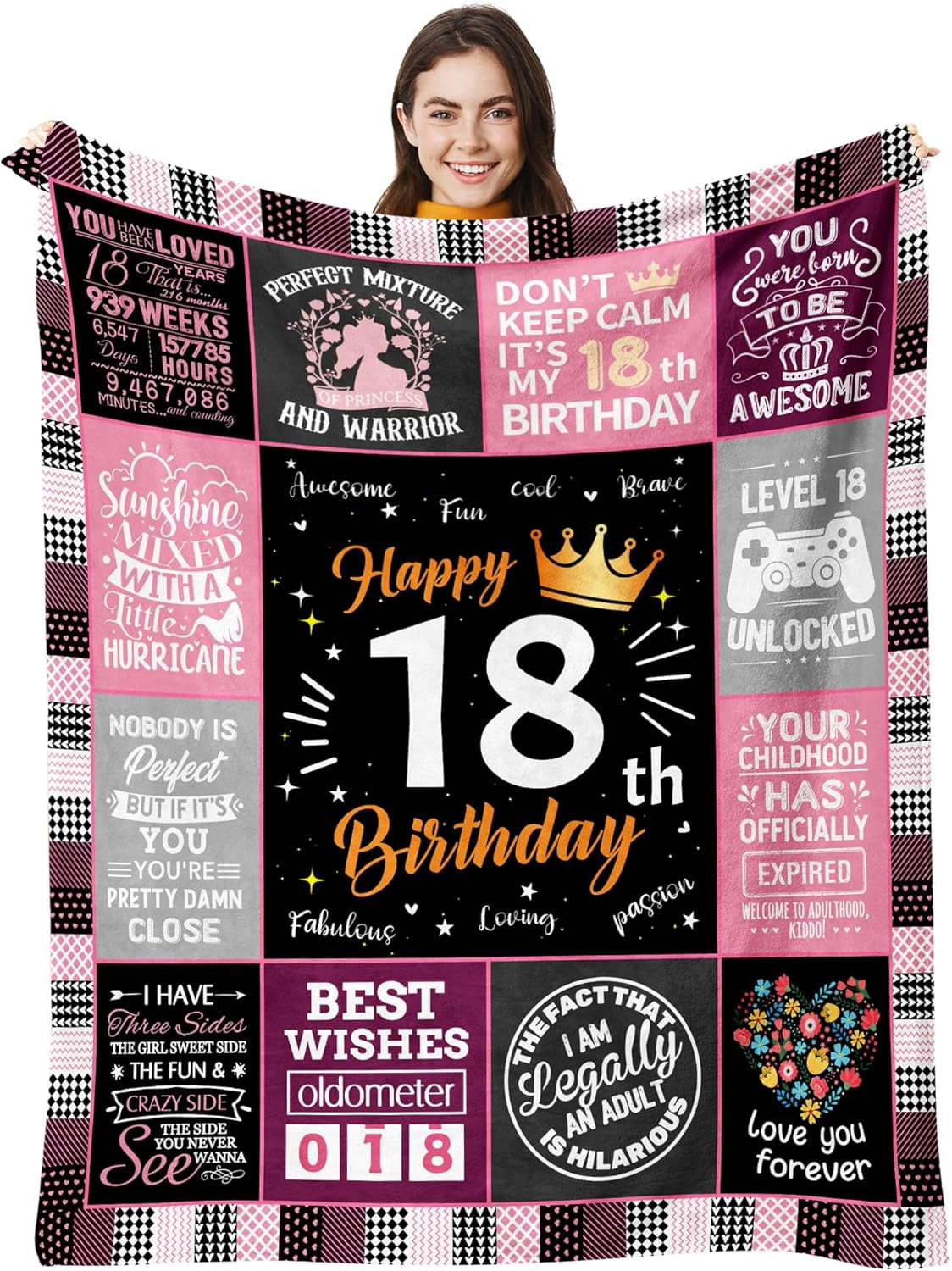 XZYG Sweet 18th Birthday Gifts for Girls 18 Year Old Blanket for Girls ...
