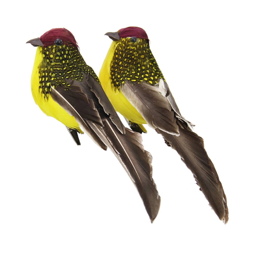 XZYYR 2PCS Mini Birds Feather Foam Wedding Garden Decoration Sticky ...