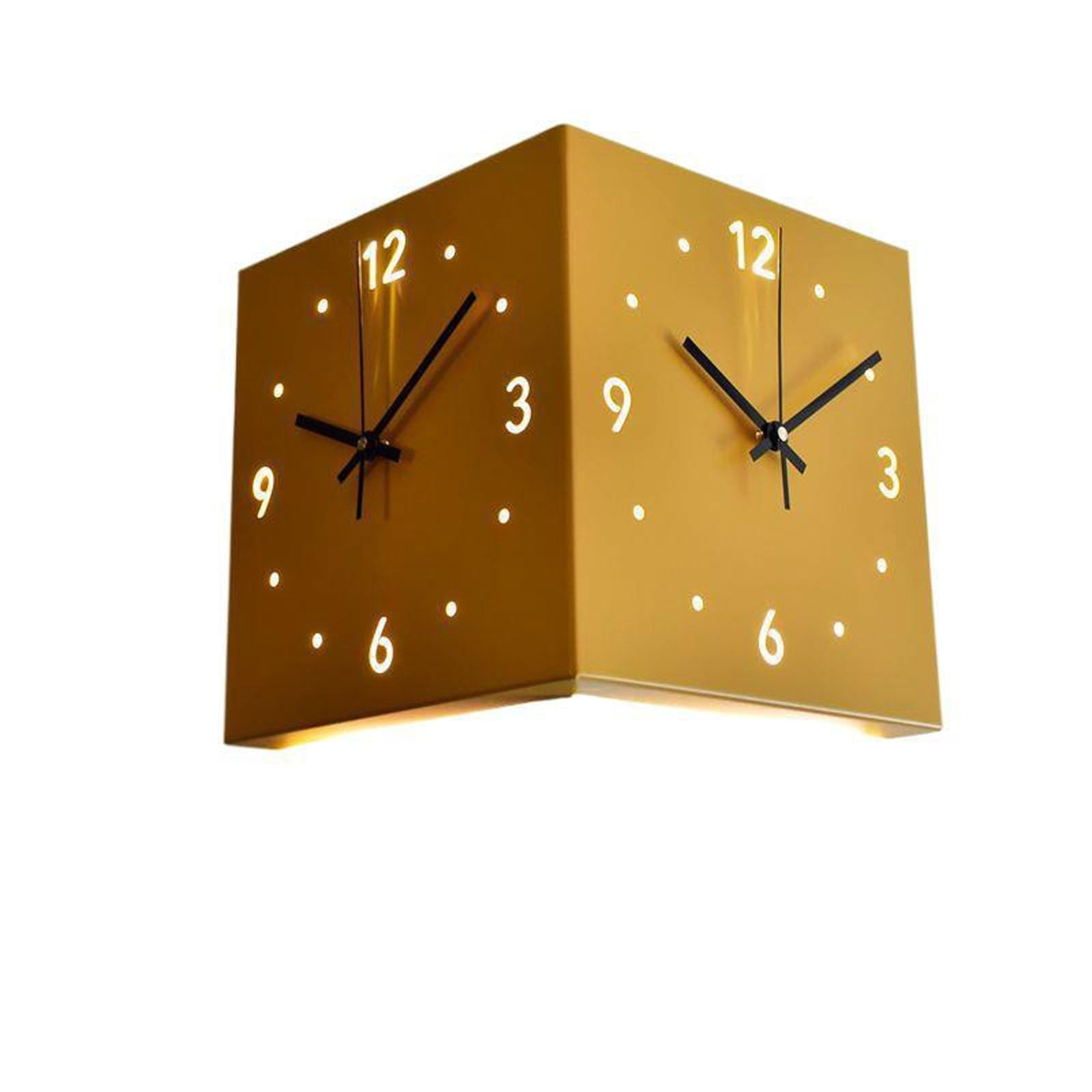 XZYYR Corner Wall Clocks For Living Room Double Wall Clock With Light ...