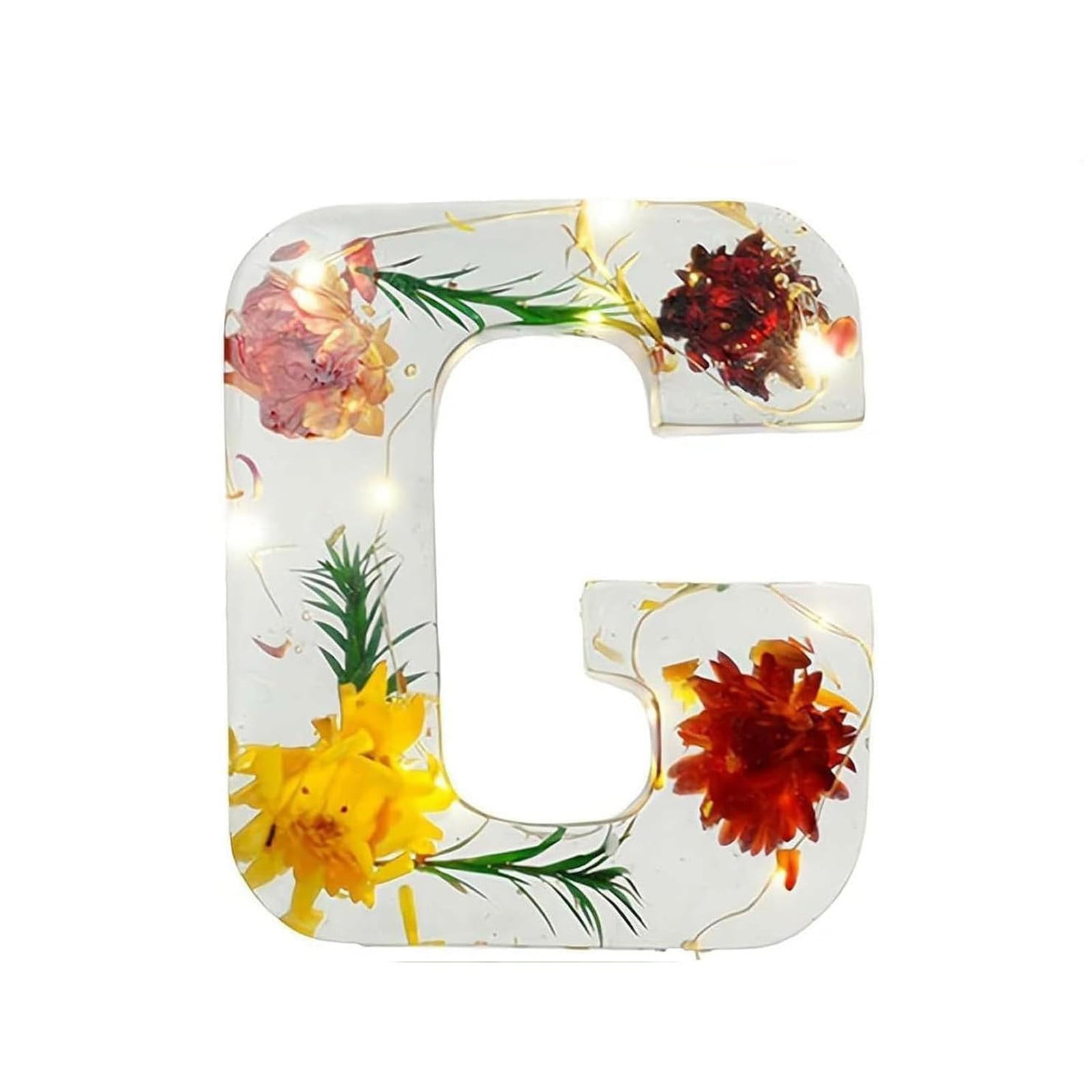 XZYYR Handmade Floral Night Light Floral Resin Night Light Letter ...