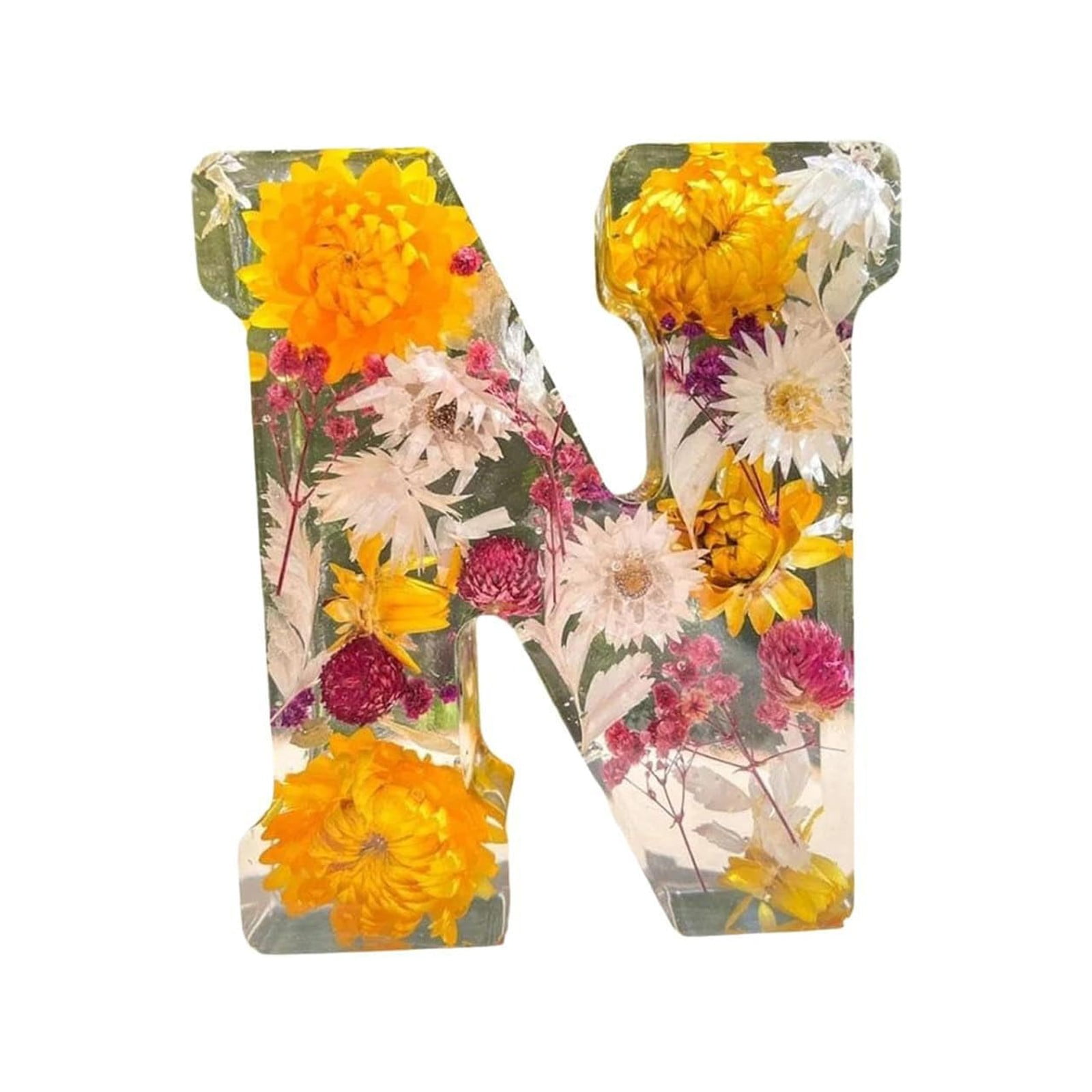 XZYYR Handmade Floral Night Light Floral Resin Night Light Letter ...