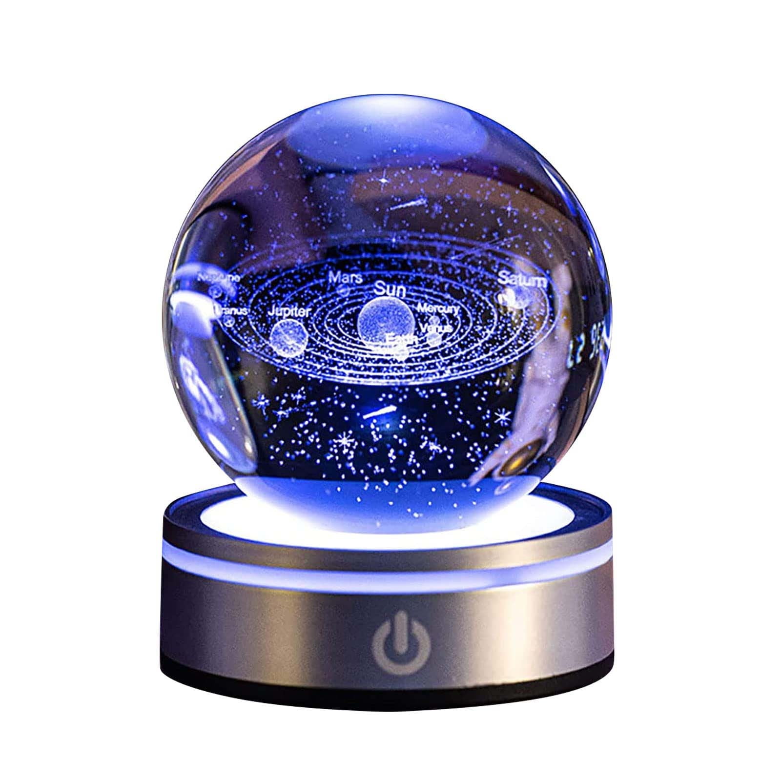 XZYYR Night Light 3D Solar System Planets Night Light Glass Lamp Night Scene Astronomy LED Lamp ...