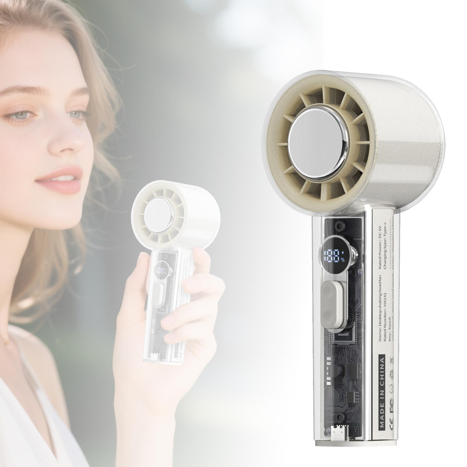 XZYYR Portable Rechargeable Handheld Fan With Powerful Airflow For ...