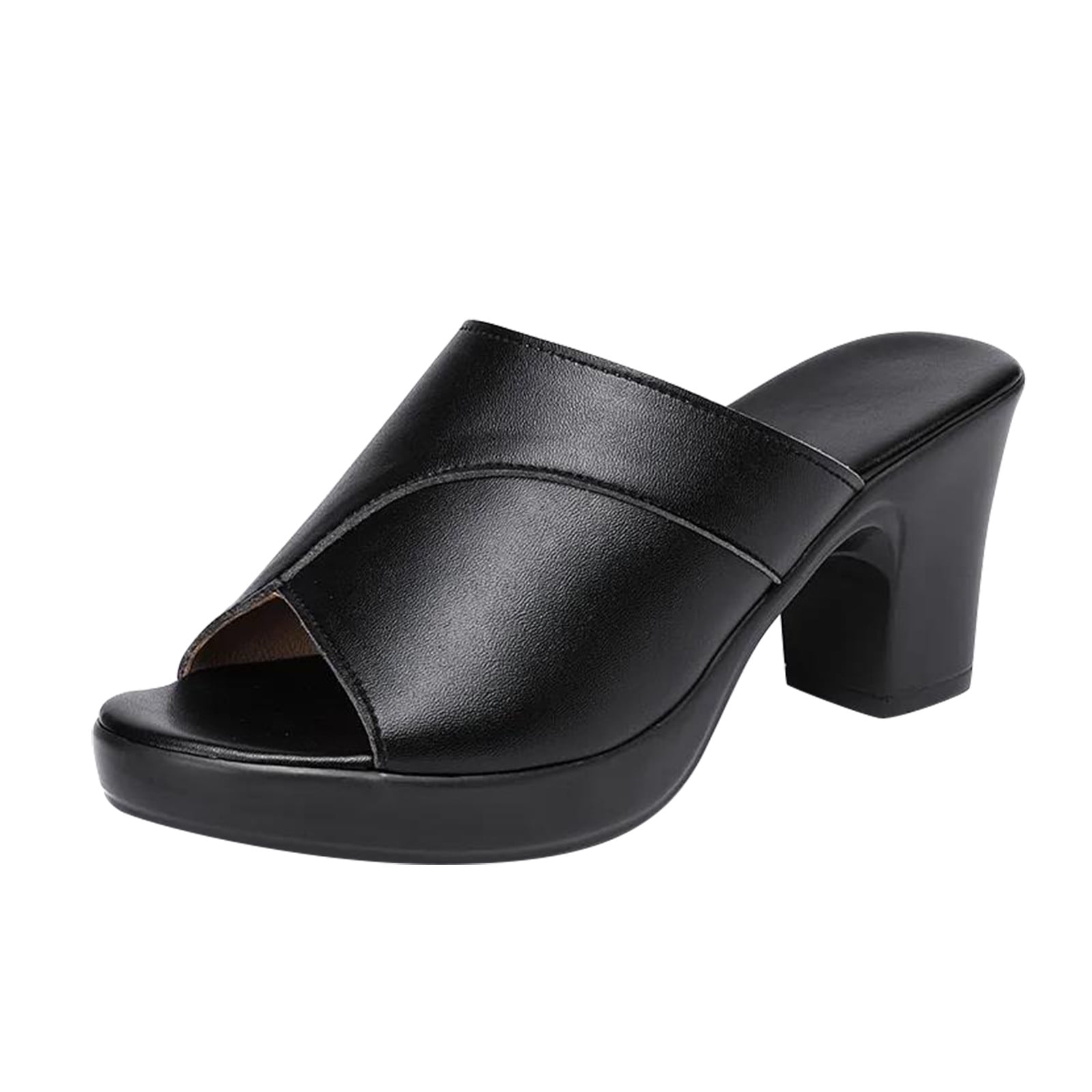 XZYYR Women Fish Mouth Slippers Fashion Wedge Sandal Middle Heel Flip ...