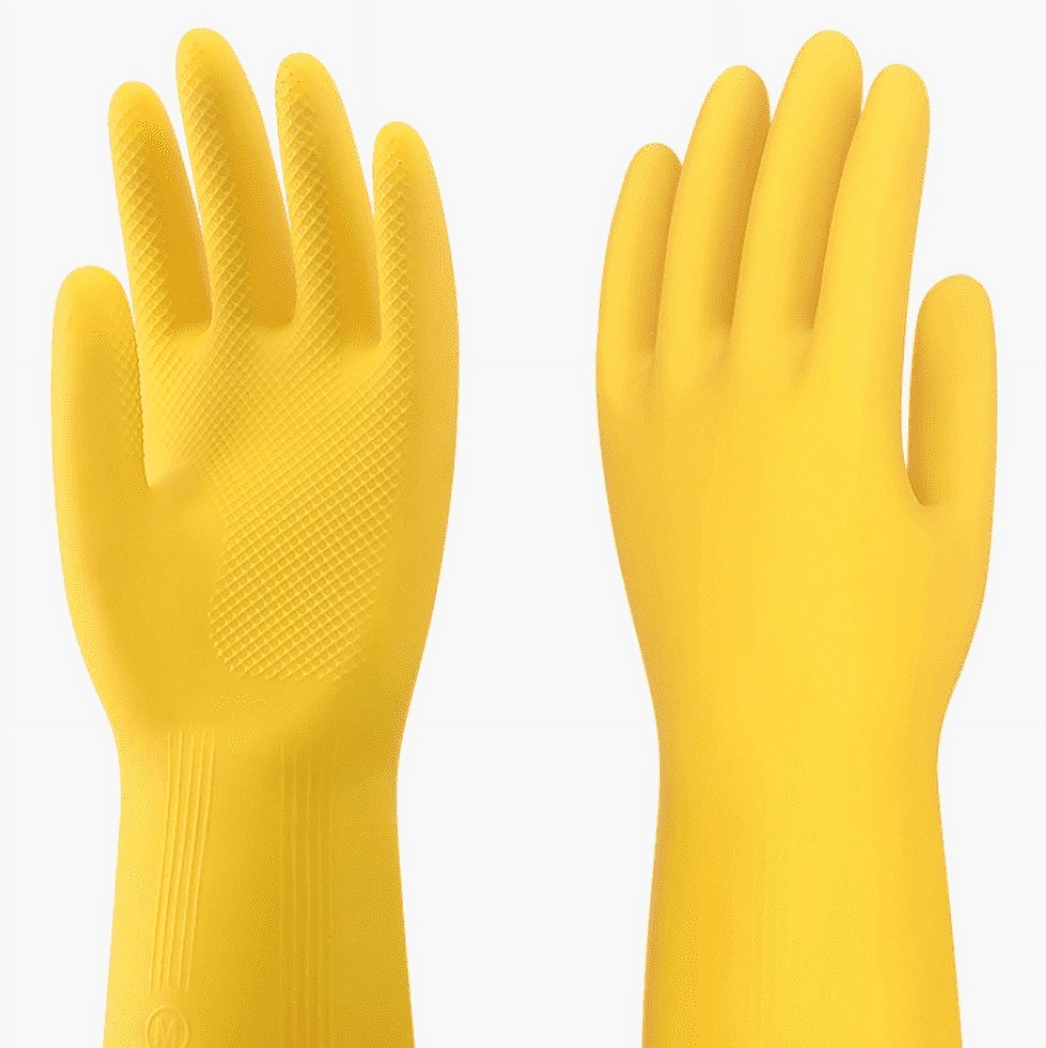 XZYYR Yellow Dishwashing Gloves Natural Rubber Latex Dishwashing Gloves ...