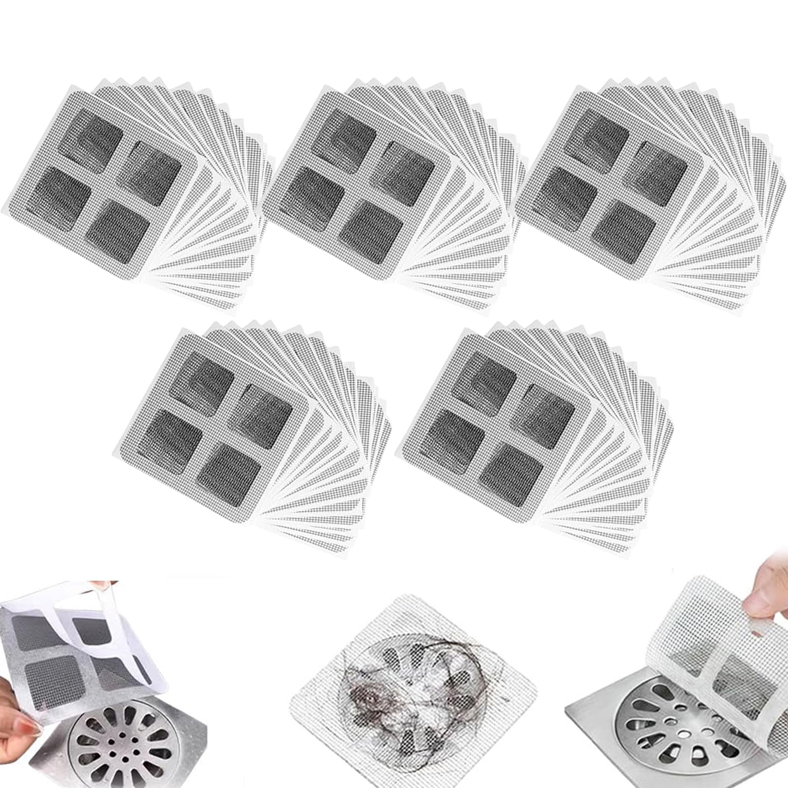 XZZ Disposable Hair Drain Stickers, 4" X 4" Floor Drain Sticker, Shower ...