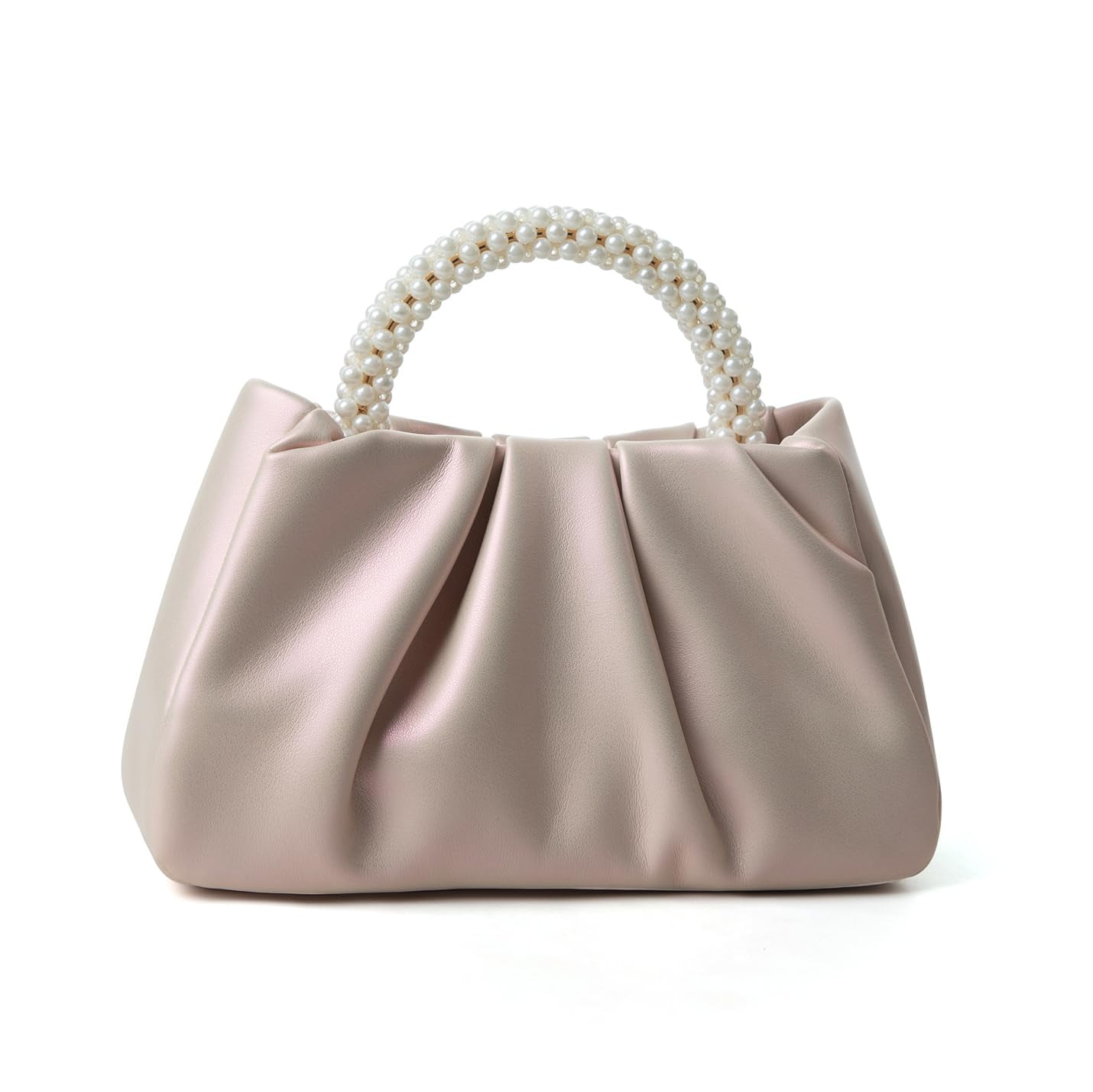 XZZ Evening Purse Women Small Pearl Handbags Soft Leather Ruched Bag ...
