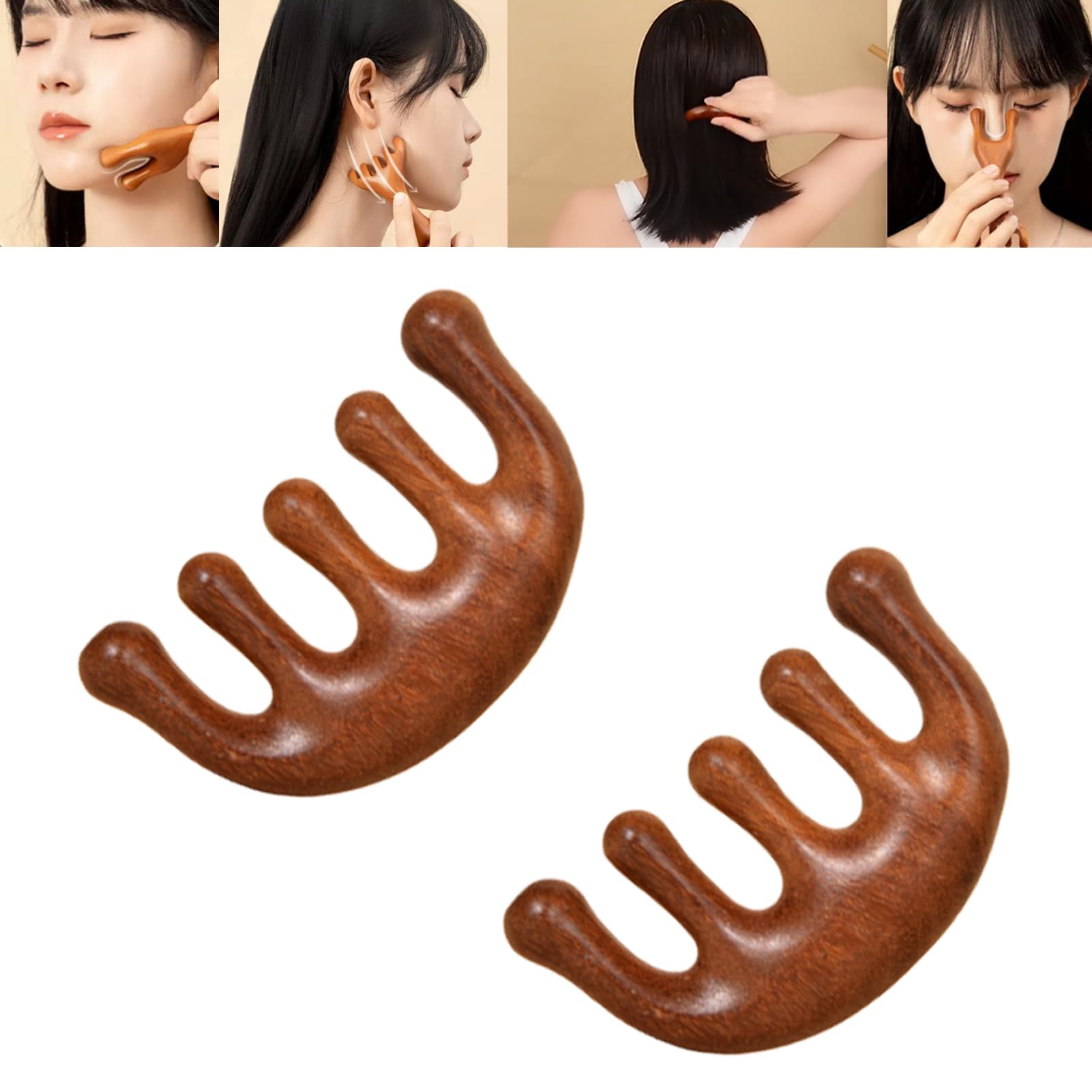 XZZ Five Touch Therapy Comb Massage, Golden Sandalwood Massager Tool ...