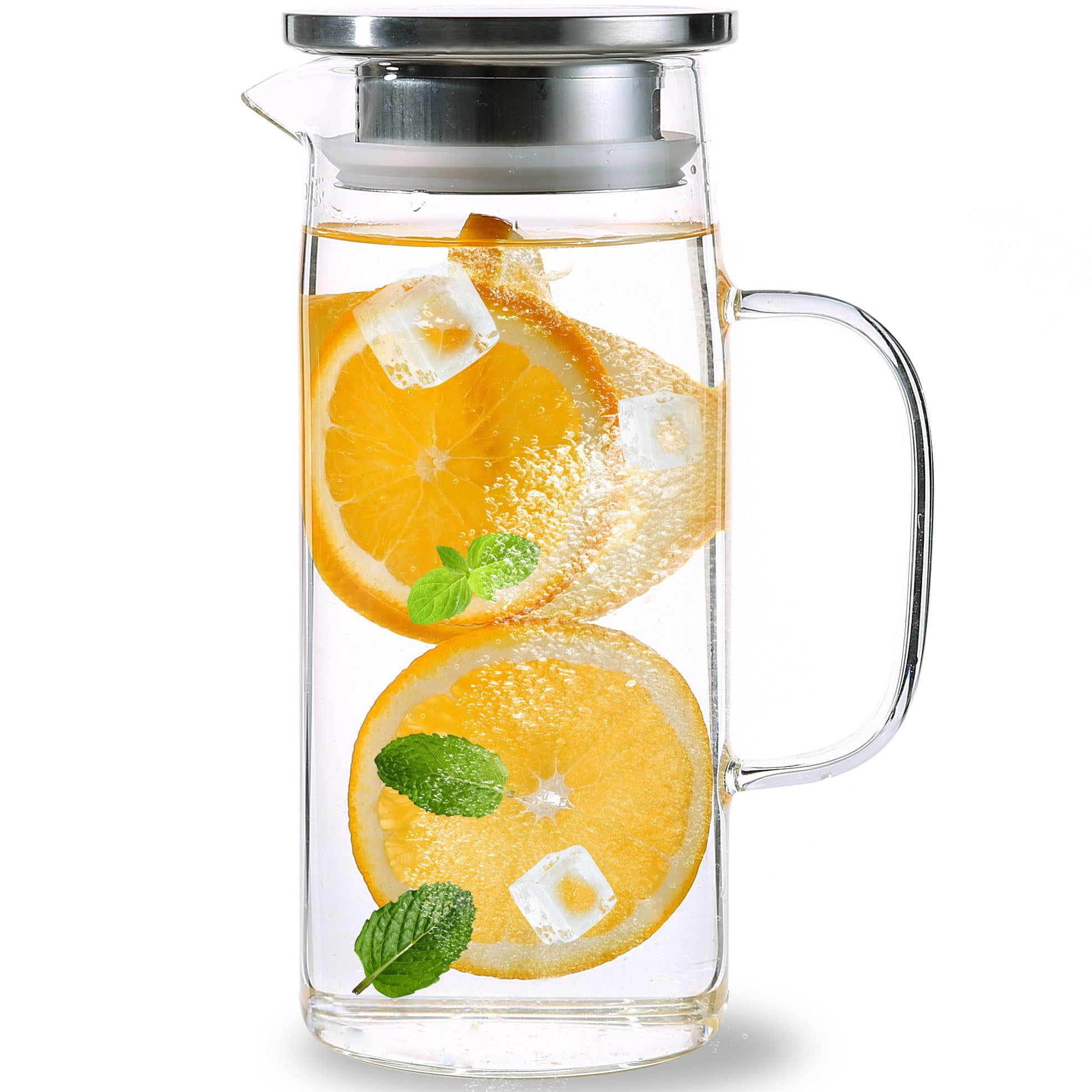 XZZ Glass Pitcher with Lid and Spout, Glass Iced Tea Pitchers, Pitchers ...