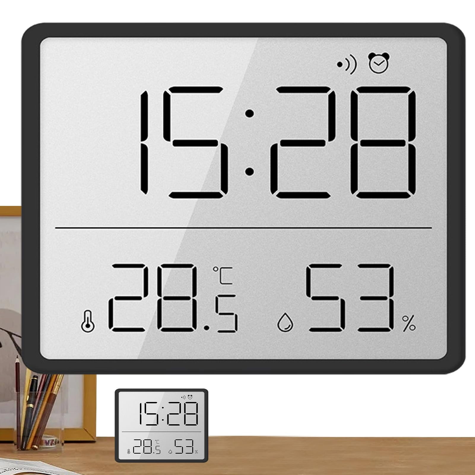 XZZ Hygrometer Electronic Clock, Temperature Humidity Time Display ...