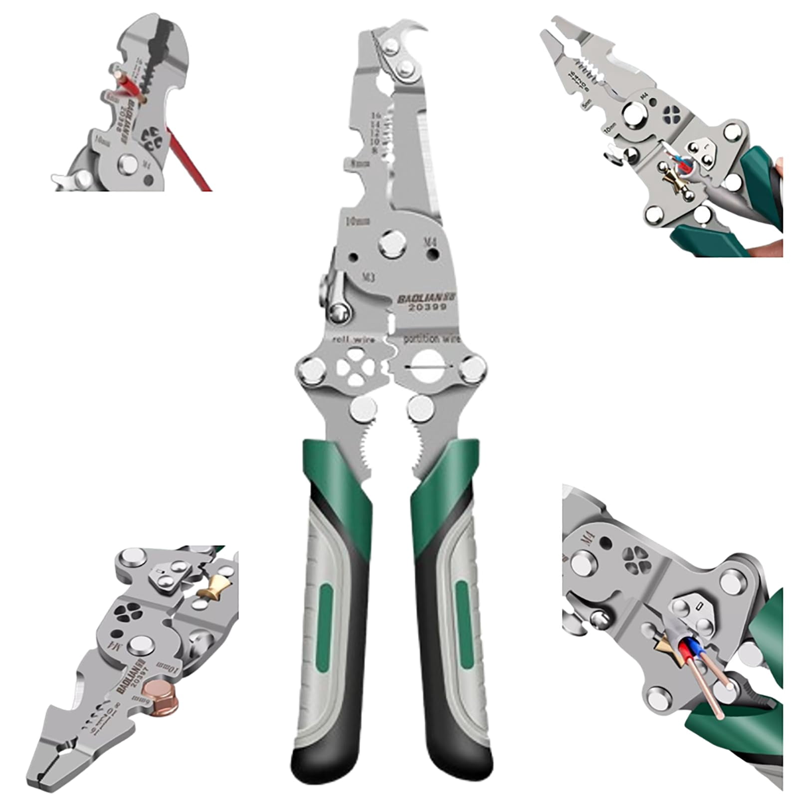 XZZ Multifunctional Foldable Wire Stripper Electrical Pliers, 18 in 1 ...